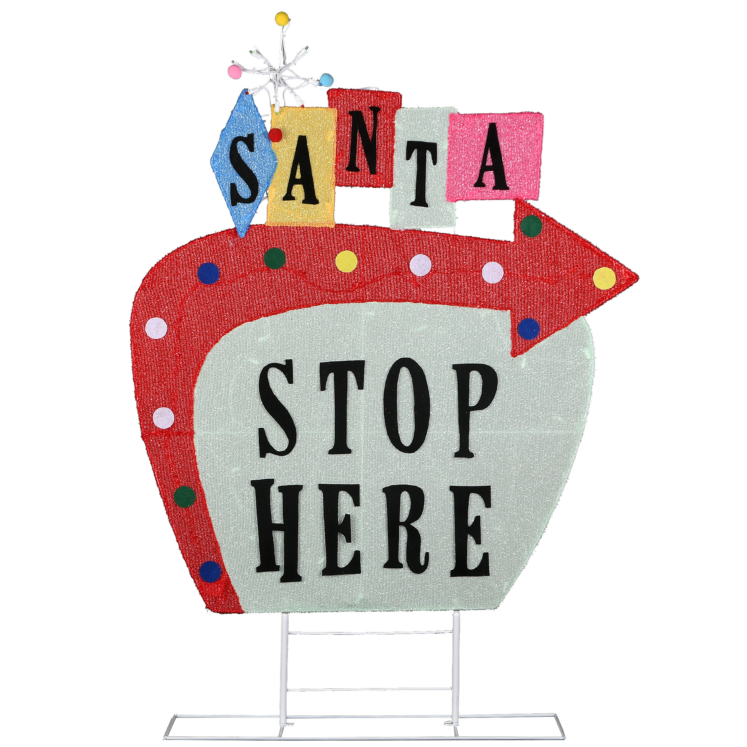 National Tree Company 50 in. Vintage Vegas Santa Sign with LED Lights ...