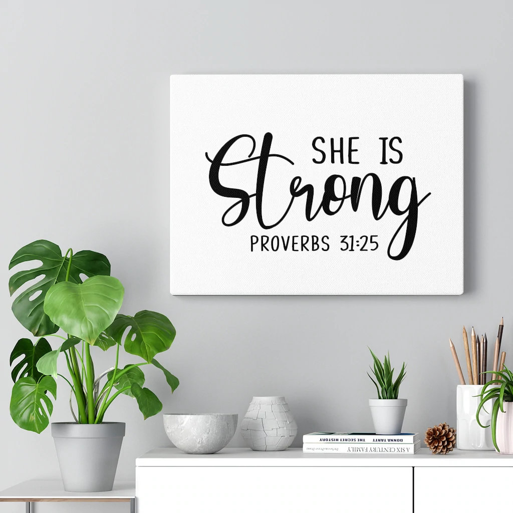 Trinx She Is Strong Proverbs 31:25 Christian Wall Art Bible Verse Print ...