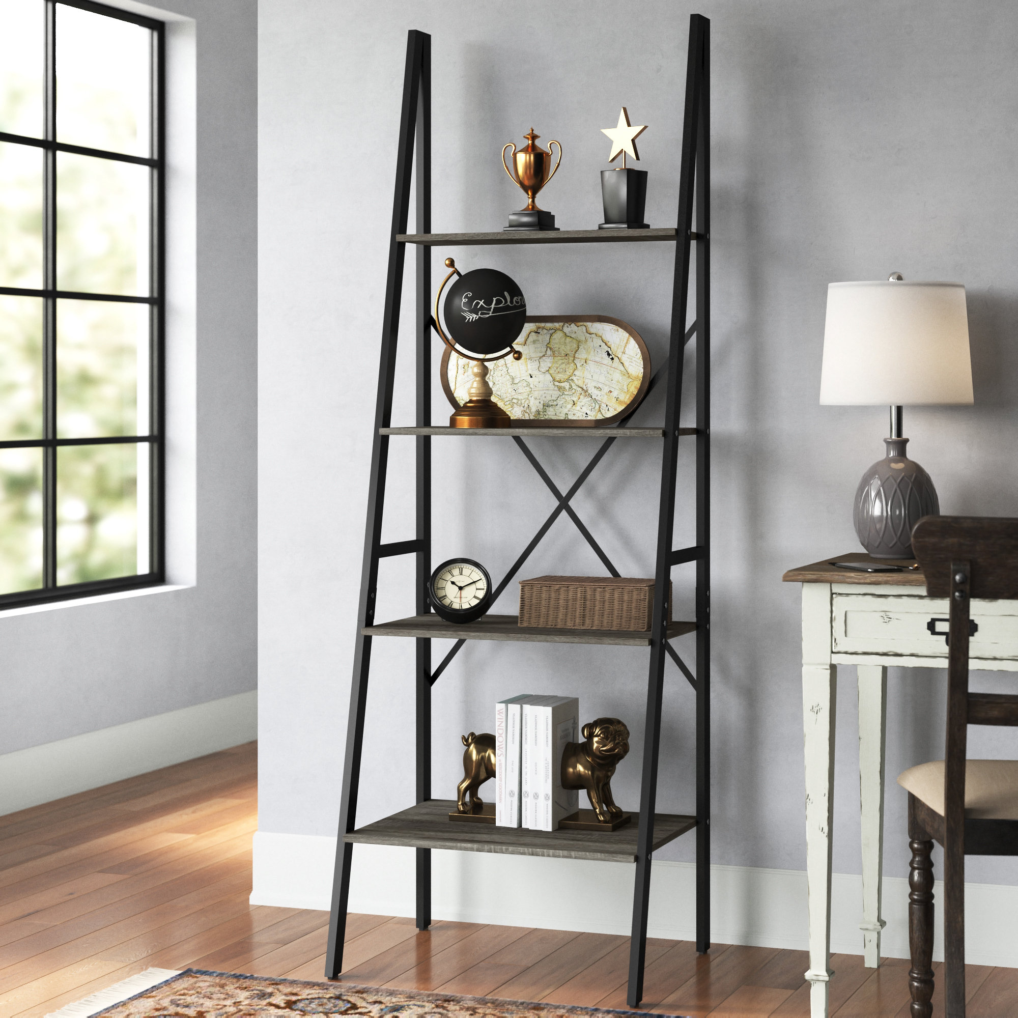 17 Stories Bernnadette 70.5" H x 23.5" W Steel Ladder Bookcase ...