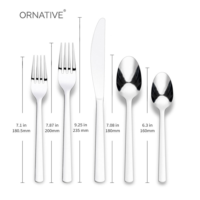Ornative Flatware ANAKIN 18/0 Stainless Steel Silver 42 Pieces Flatware ...