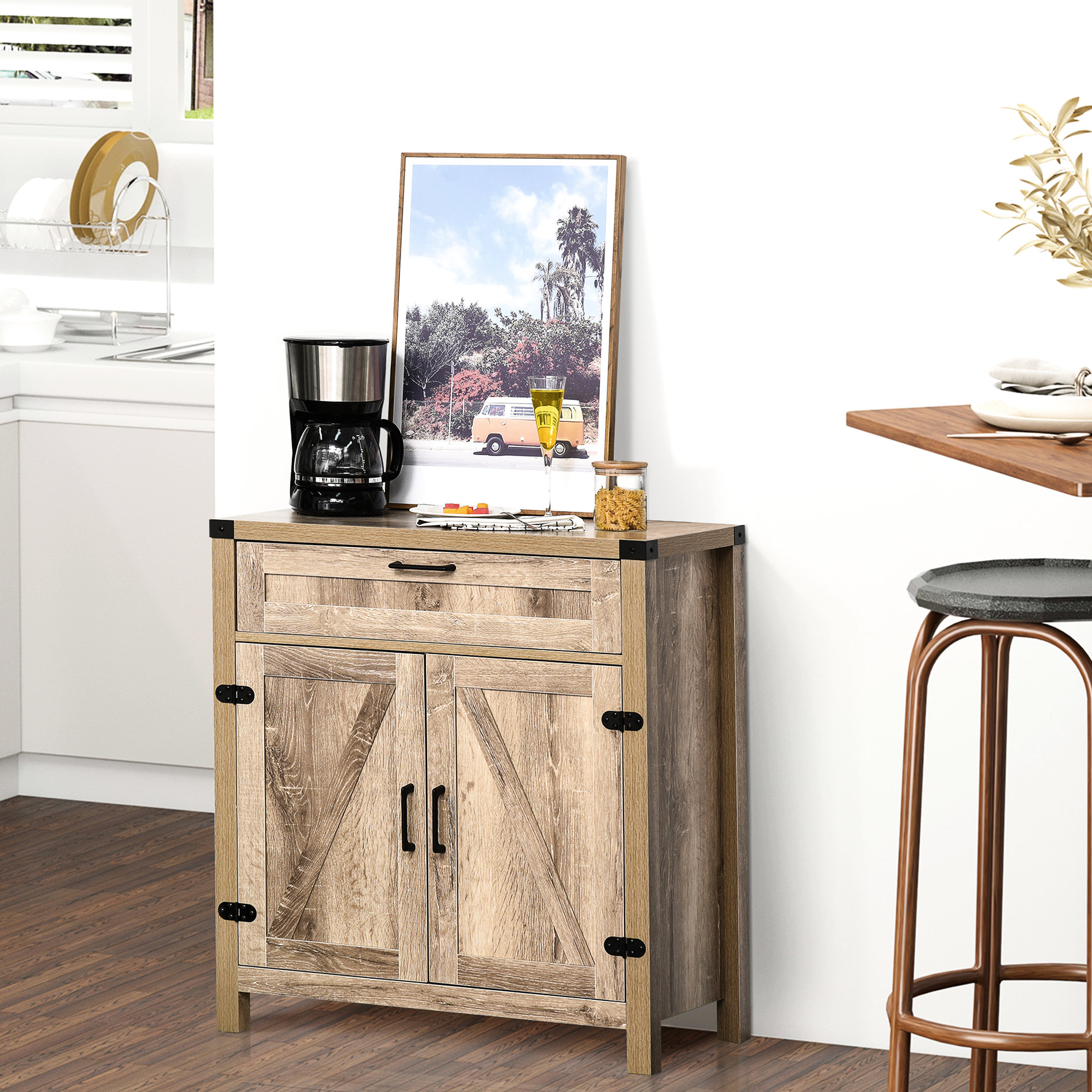 Gracie Oaks Armoire décorative avec comptoir et tablette réglable ...