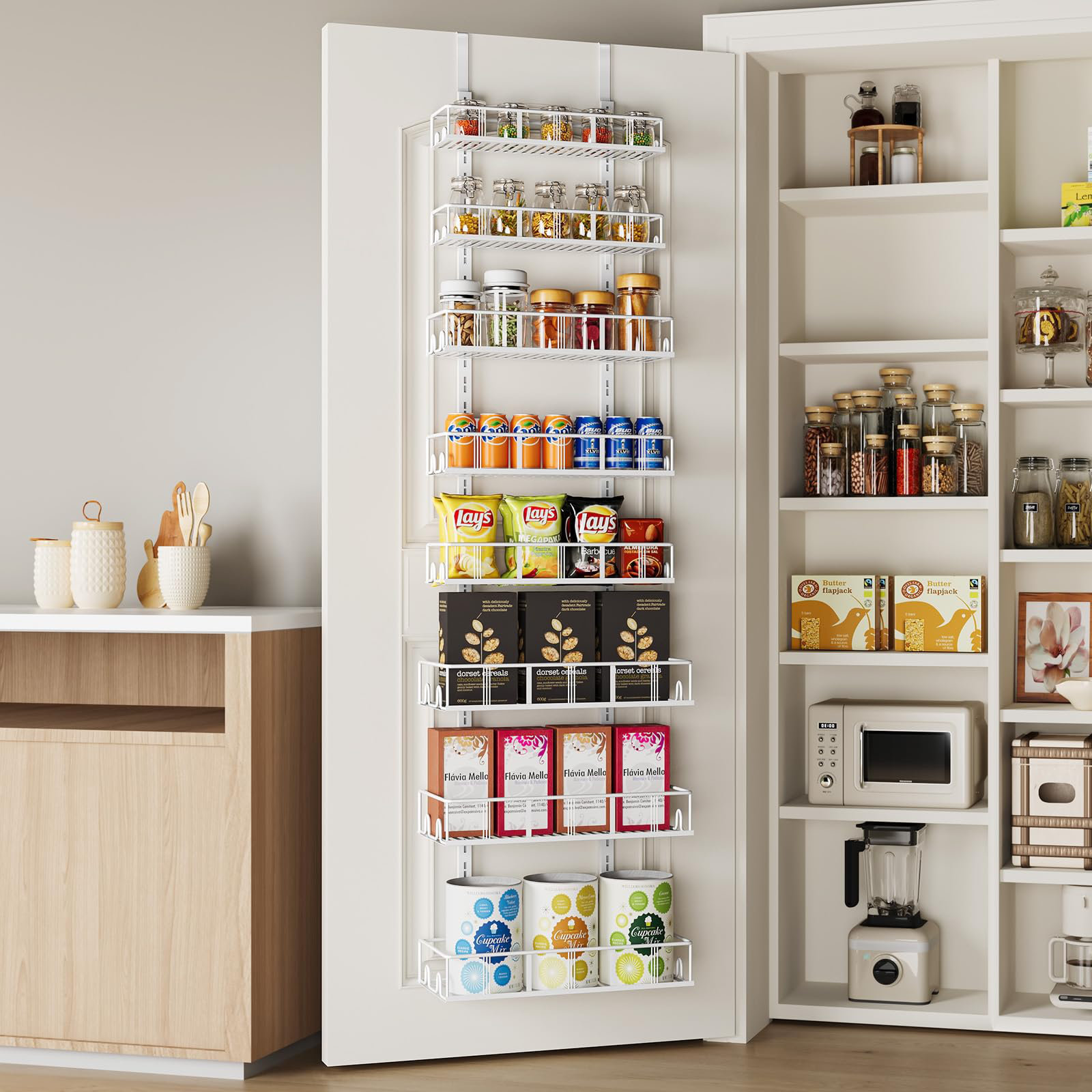 Mint Pantry® White 8-Tier Over The Door Pantry Organizer, Pantry Organization And Storage, Metal ...