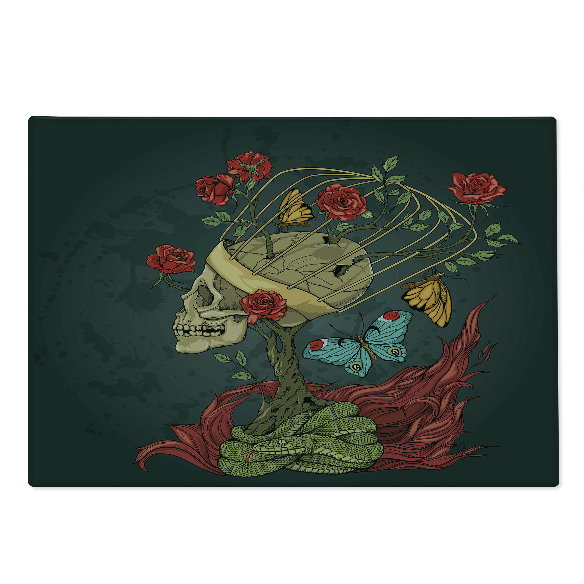 Ambesonne Skull Cutting Board Large Size Evil Mexican Sugar Ruby Dark ...