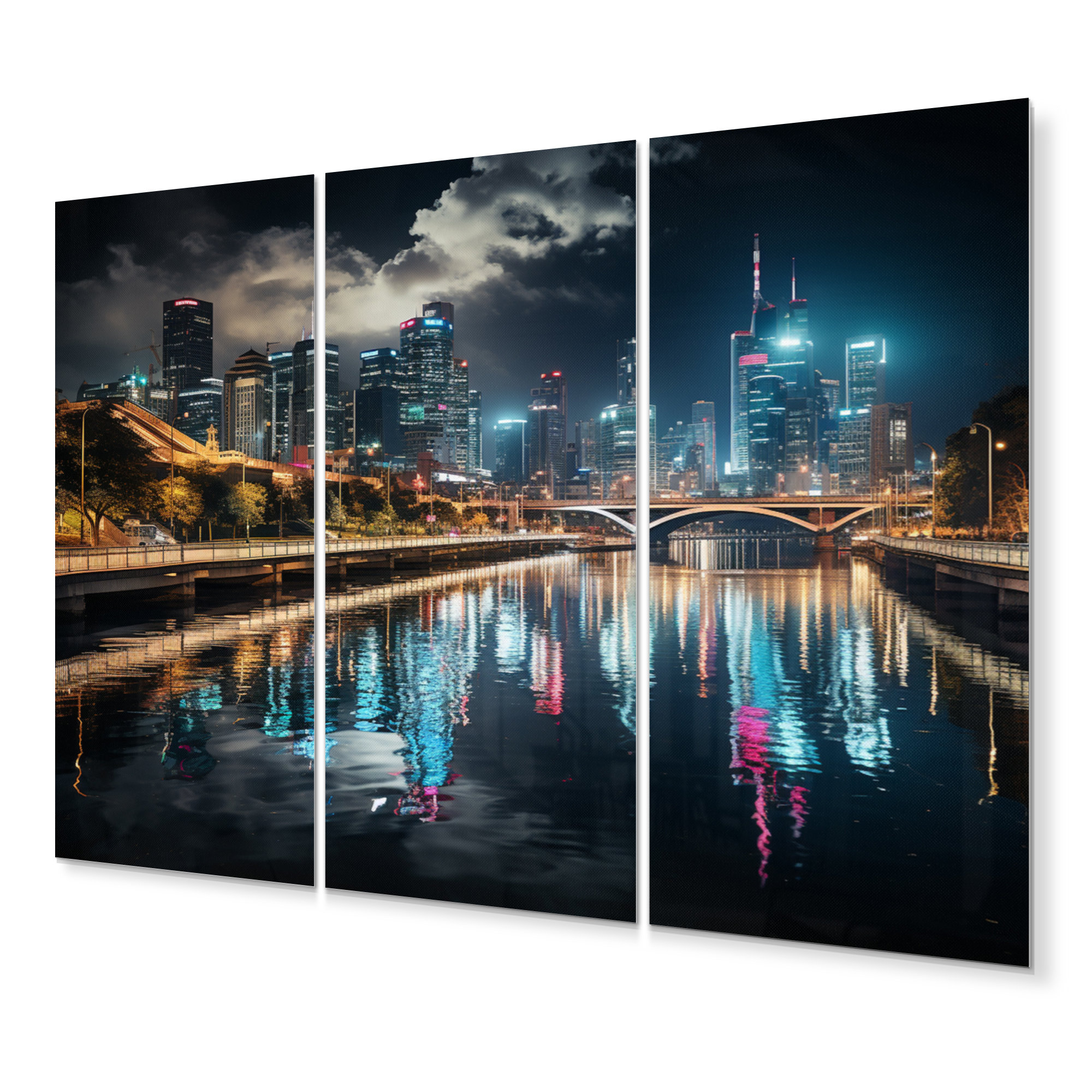 Design Art Houston Beautiful Cityscape Photo On Metal 3 Pieces Print ...