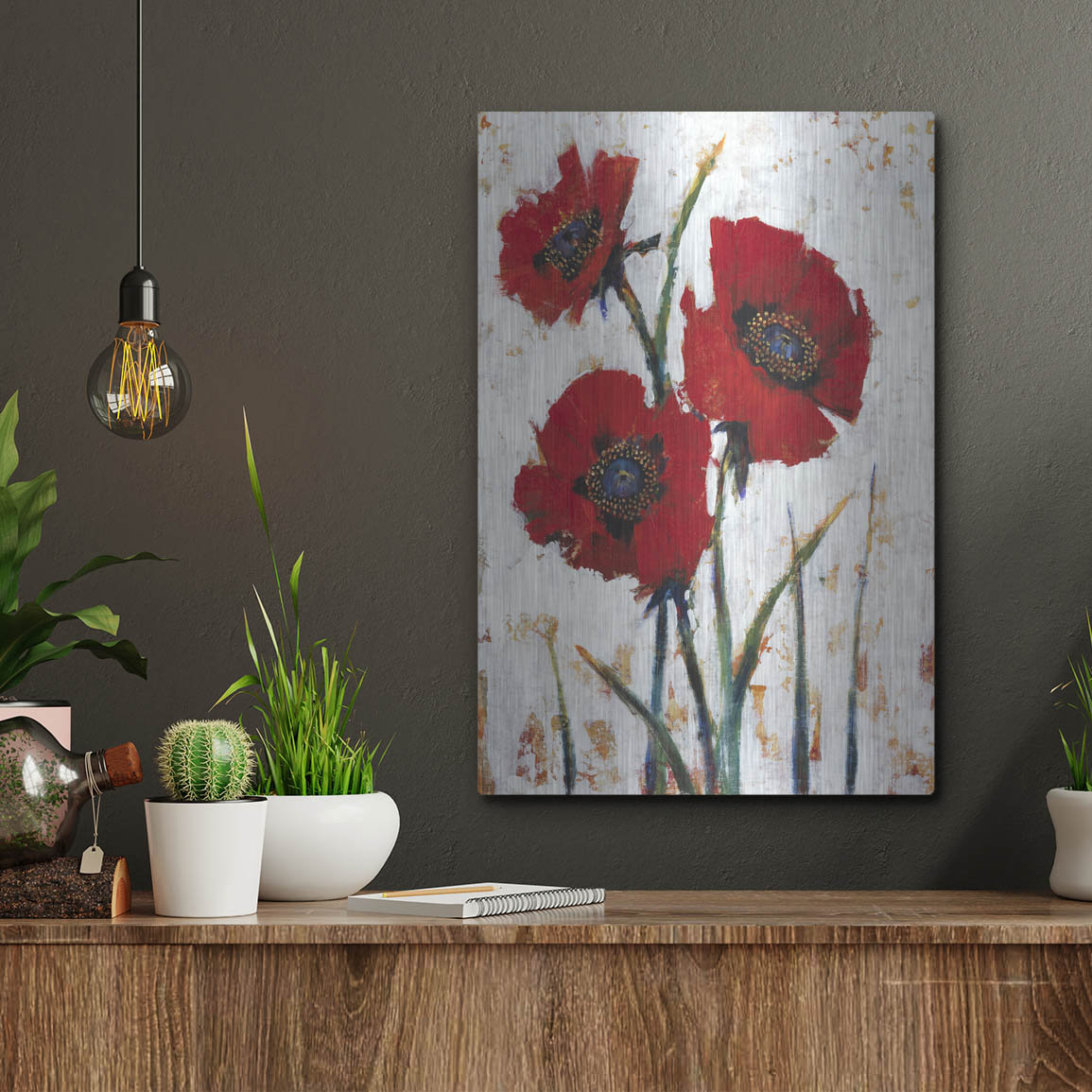 Luxe Metal Art 'Red Poppy Fresco I' by Tim O'Toole, Metal Wall Art ...