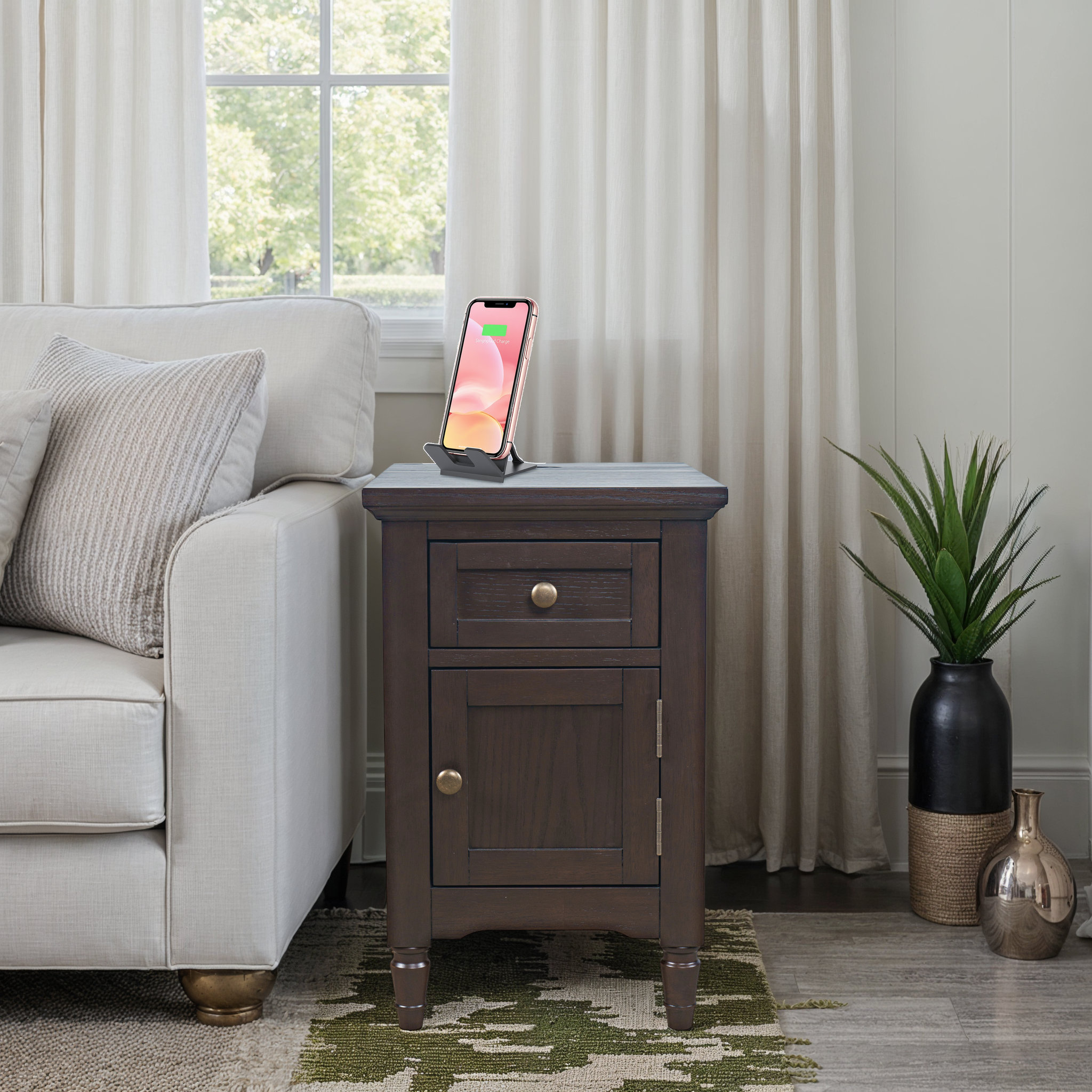 Alcott Hill® Grishe Modern Transitional USB Charging End Table with ...