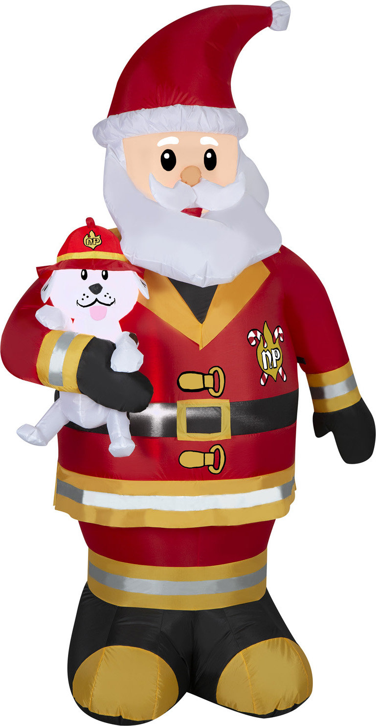 Gemmy Industries Airblown Santa Firefighter Lifestyle, Large | Wayfair