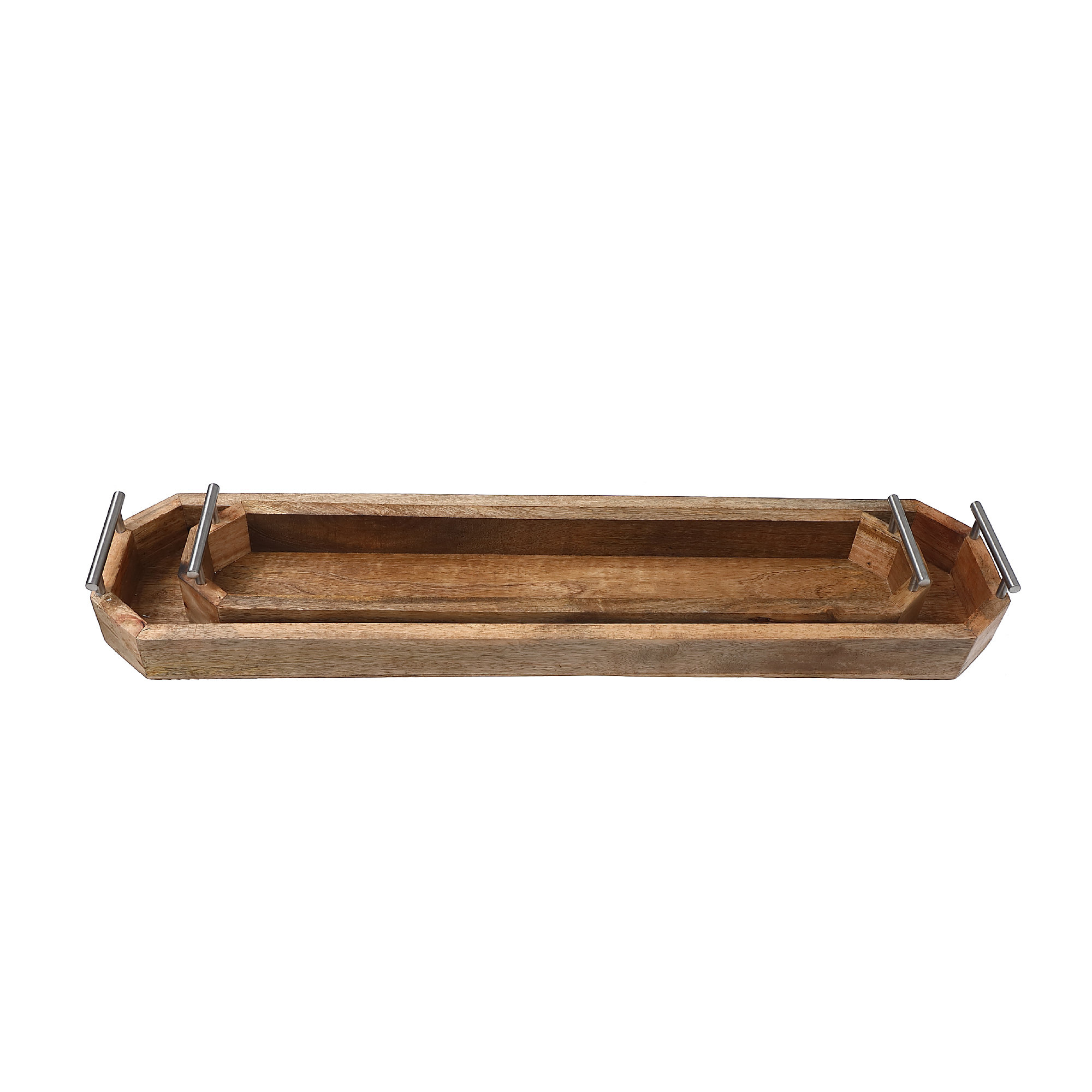 iH casadécor Set of 2 Mango Wood Long Trays with Handle | Wayfair
