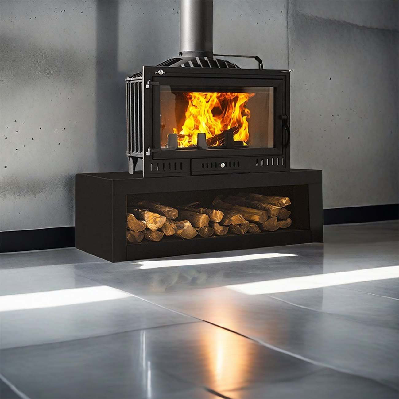 Hart Enjoy life Cast iron domestic heating fireplace with storage ...