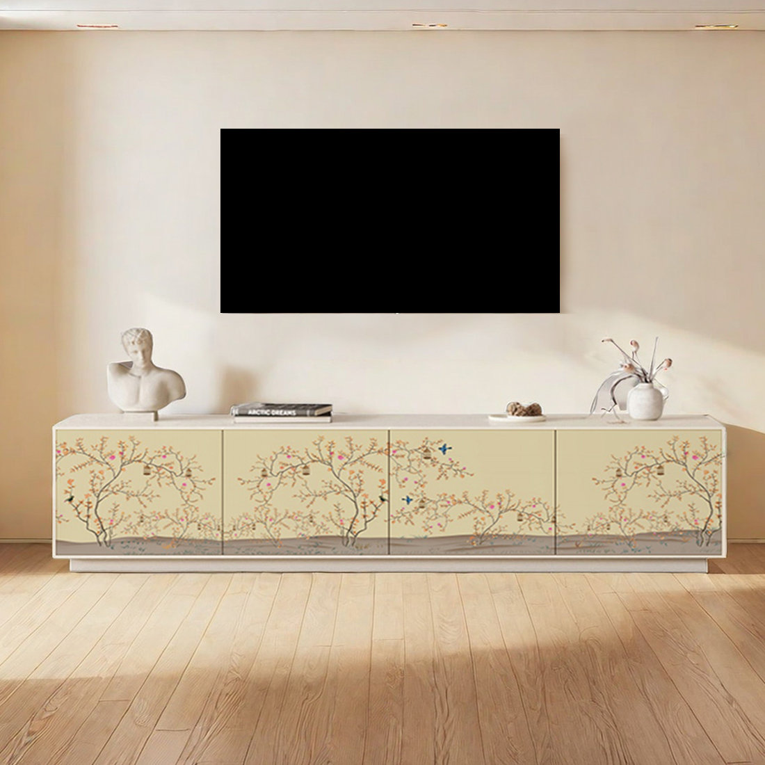 ComfyFurnituress French Style Walnut TV Stand With Enclosed Bottom 86. ...