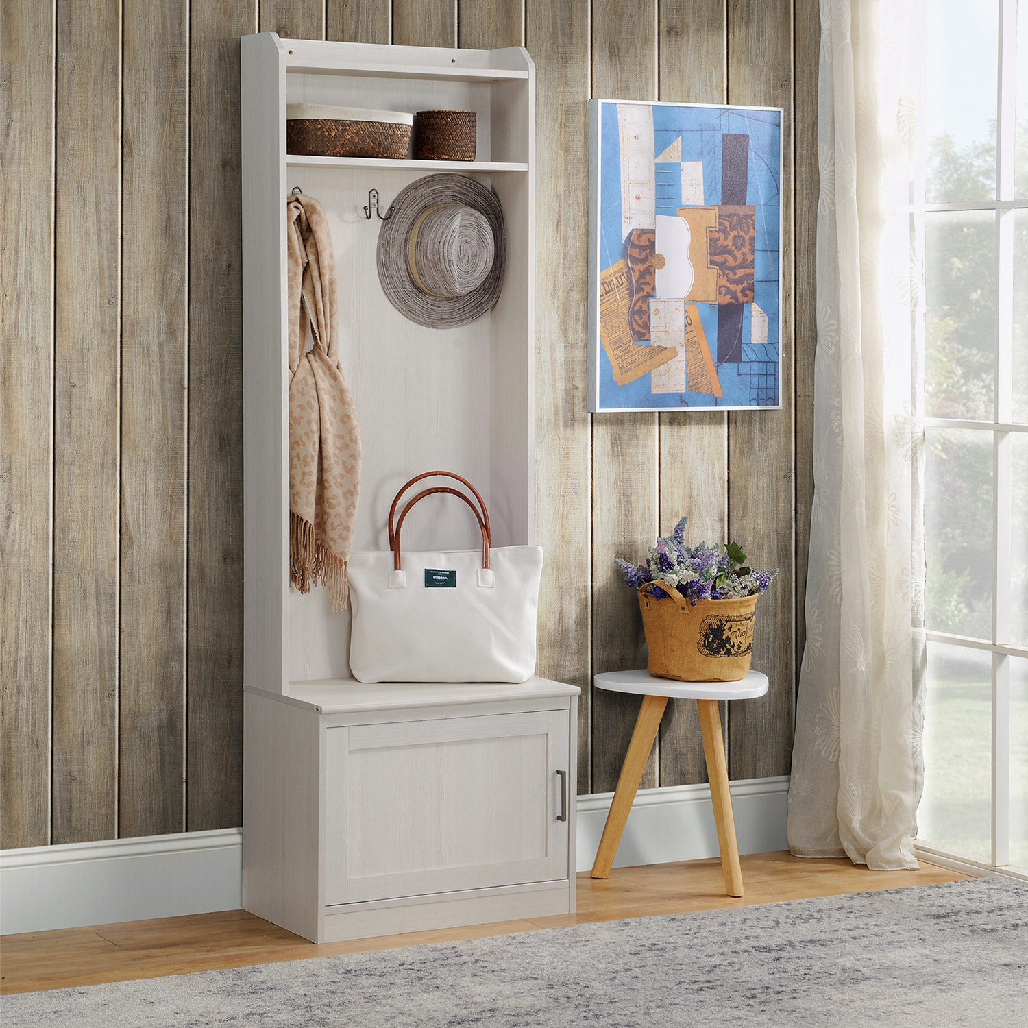Lark Manor Bohall Hall Tree 23 5 Wide With Bench And Shoe Storage