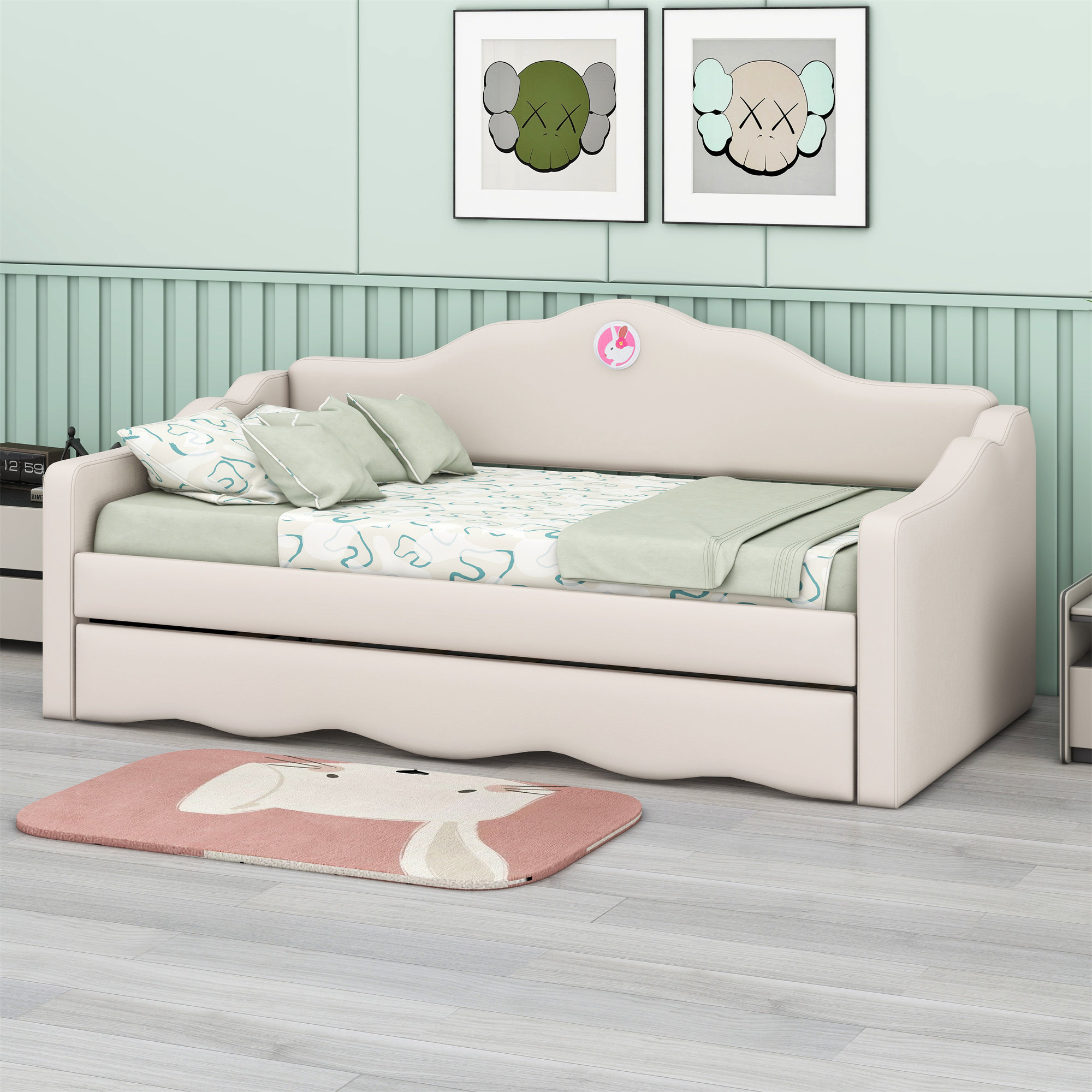 Lark Manor™ Upholstered Daybed With Wave-Shaped Trundle | Wayfair