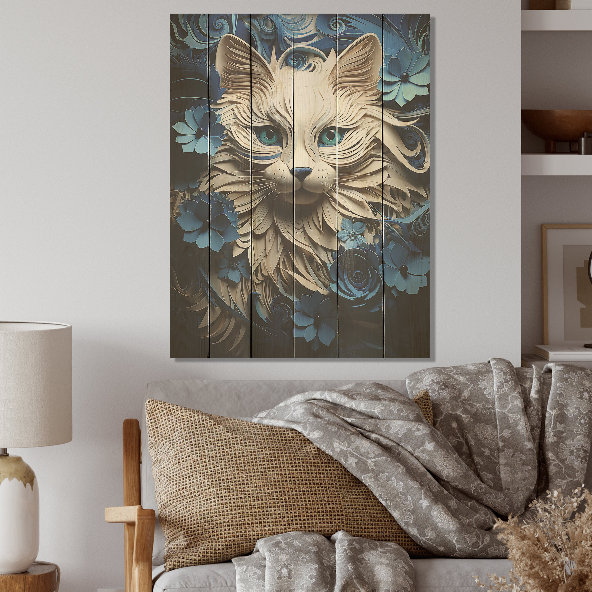 Lark Manor White And Blue Birman Bliss Cat - Cat Wood Wall Art On ...