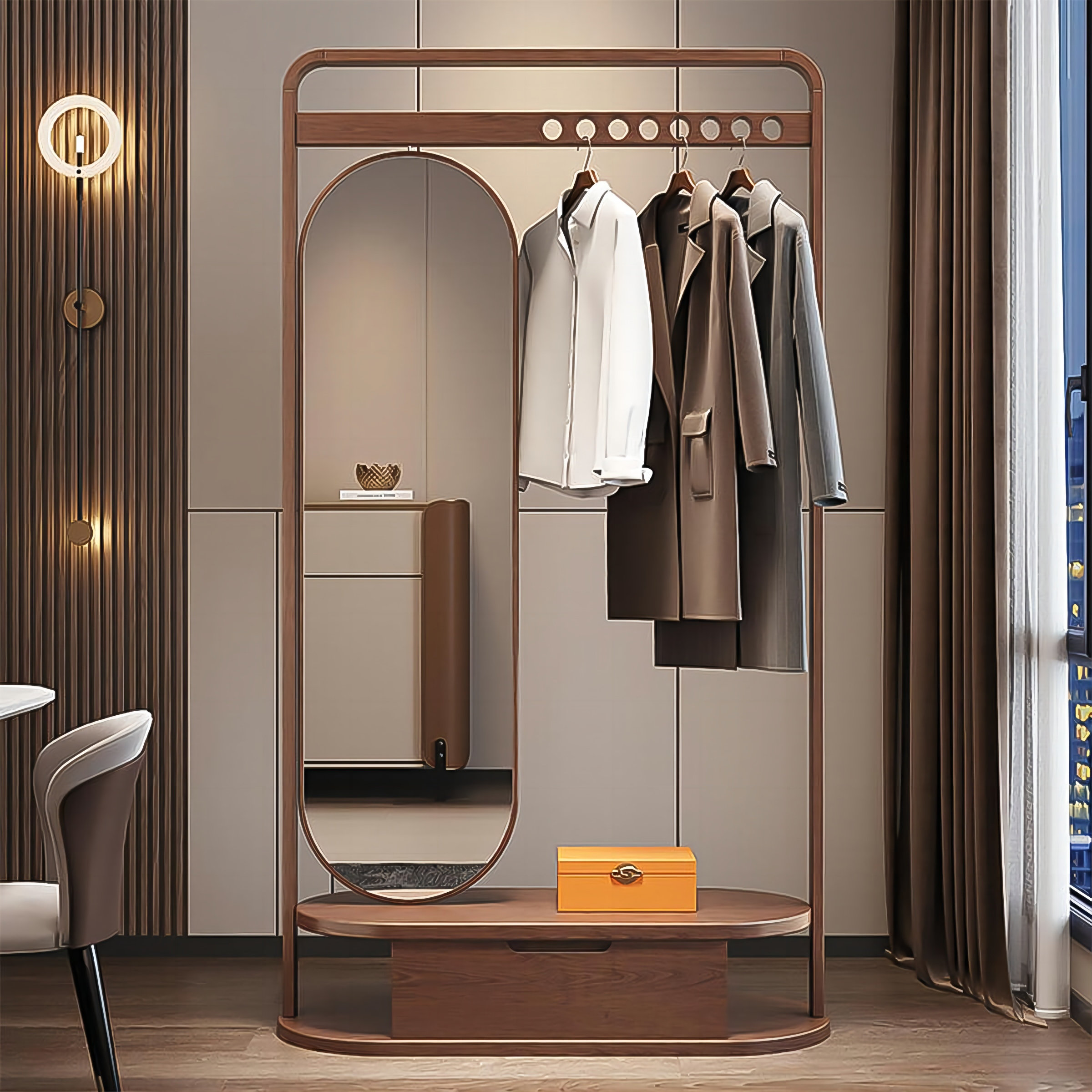 Recon Furniture 31.5'' Solid Wood+Glass Clothes Racks /Garment Racks ...