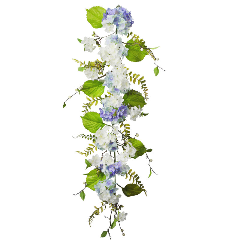 Gracie Oaks 48 Inches Blue Hydrangea Fern Garland "& Reviews" | Wayfair