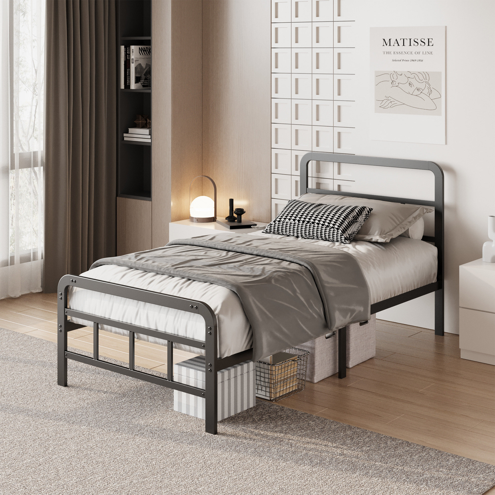 Red Barrel Studio® 12 Inch Metal Bed Frame with Headboard and Footboard ...