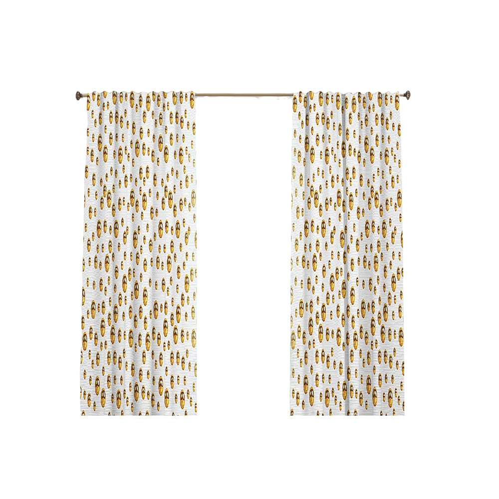 Frifoho ''Golden Circular Pattern'' Mid-Century Modern Blackout Curtain ...