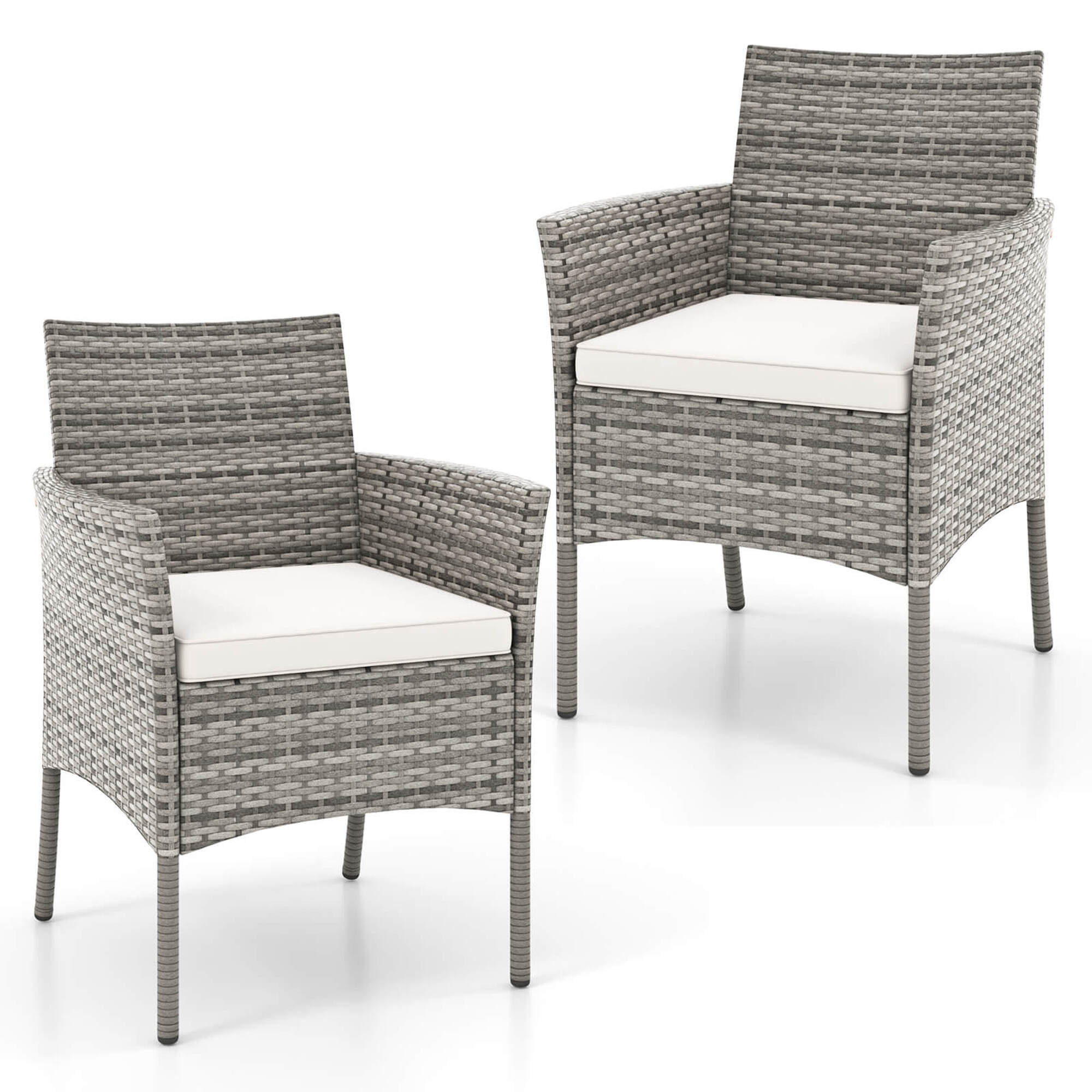 Winston Porter Set Of 2 Patio Rattan Arm Dining Chair Cushioned Sofa ...