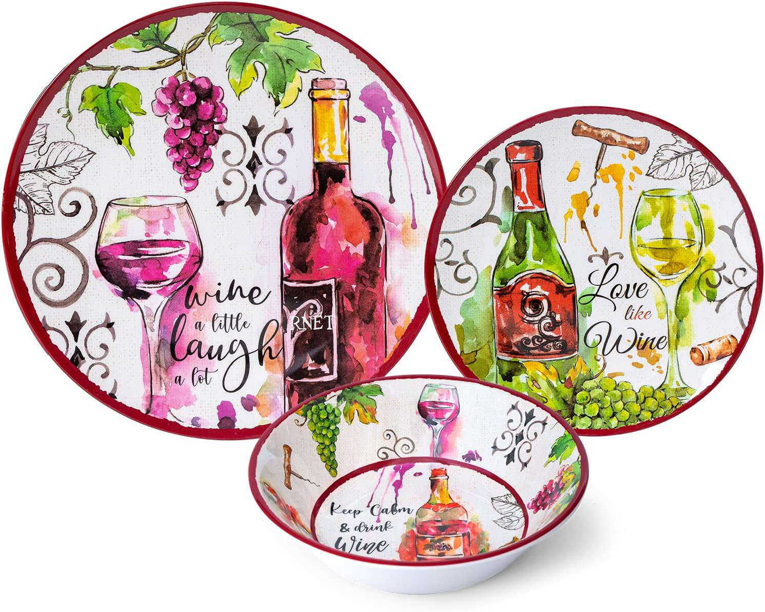 Red Barrel Studio® Grape 12 Pcs Plates and Bowls Sets, Set of 4 ...