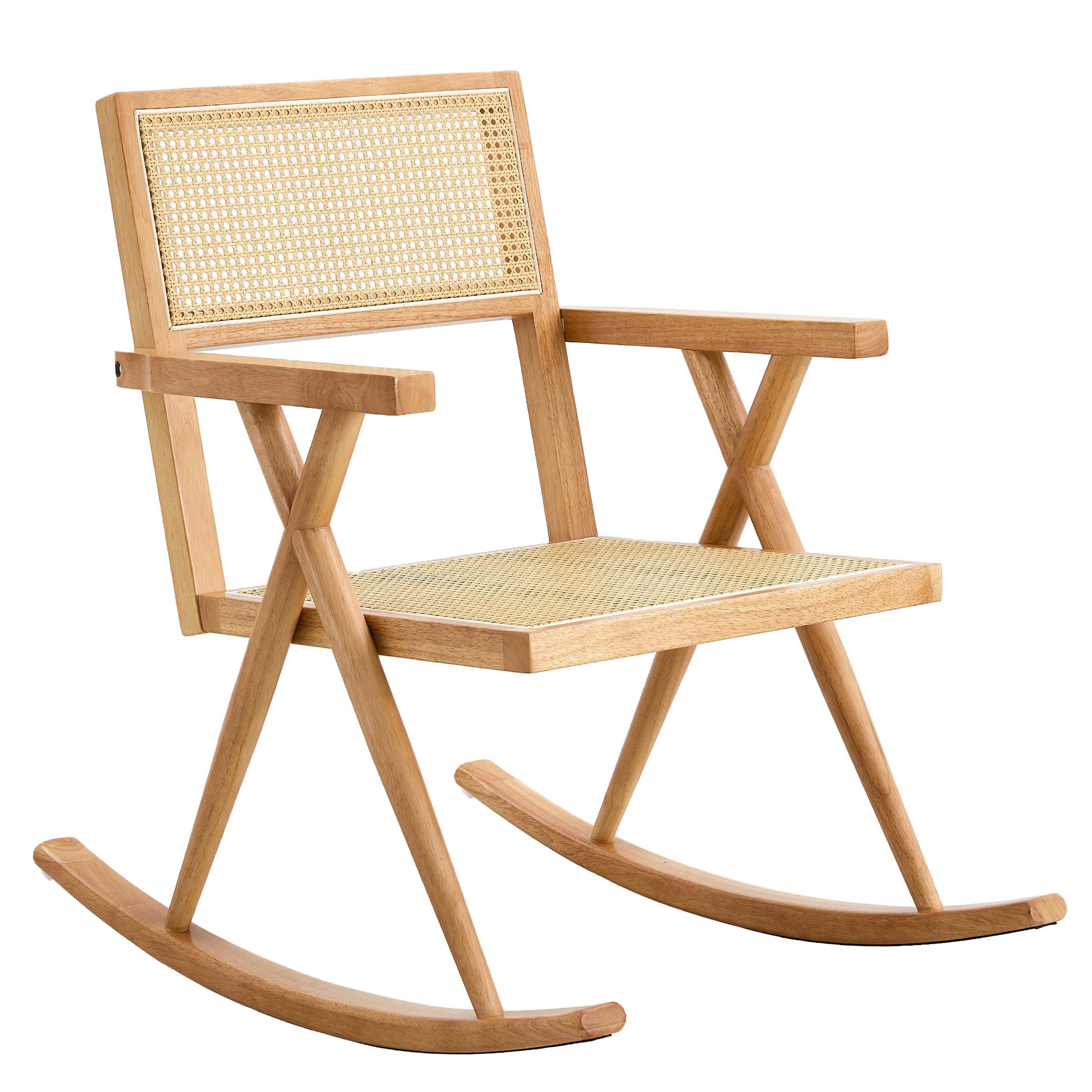 Highland Dunes Solid wood+imitation rattan rocking chair allows you to ...