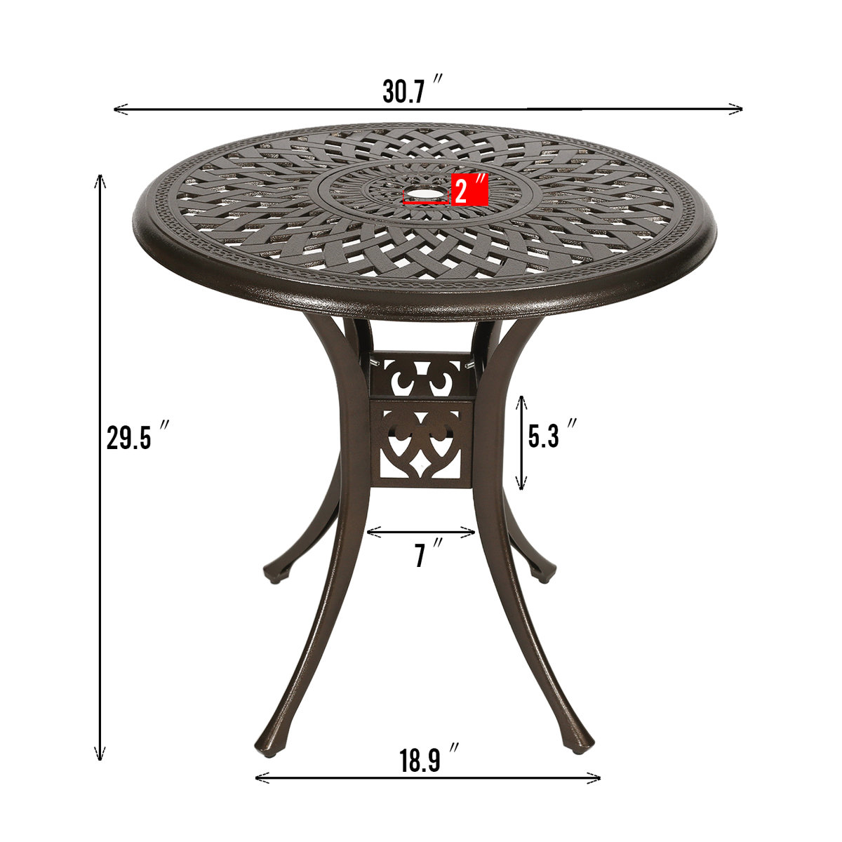 Wildon Home® Baze Round Cast Aluminum Dining Table, Outdoor Patio Retro ...