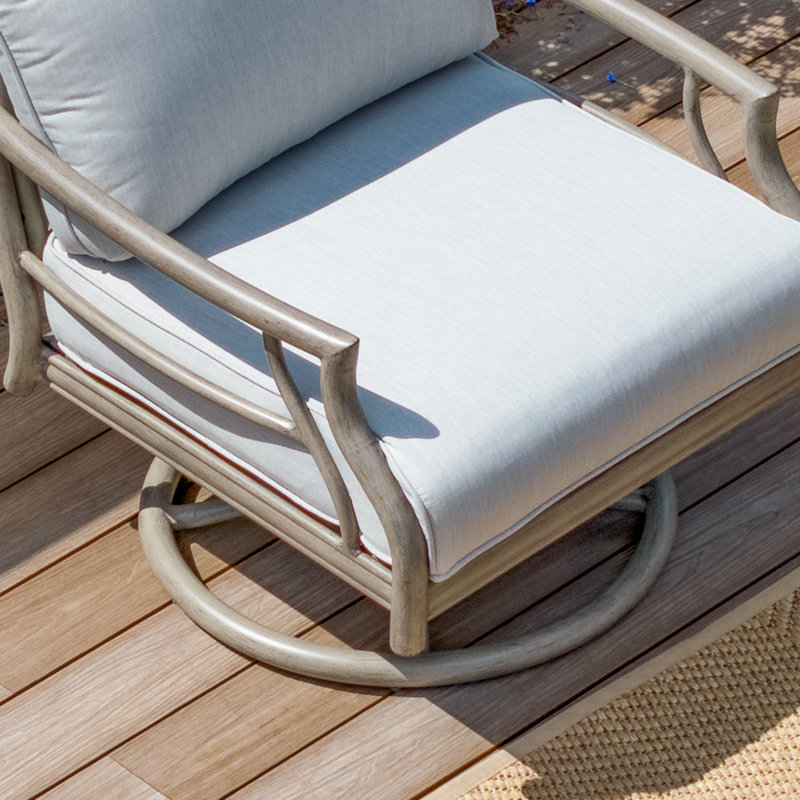 Rosalind Wheeler Patio Aluminum Swivel Club Chair With Olefin Cushions ...