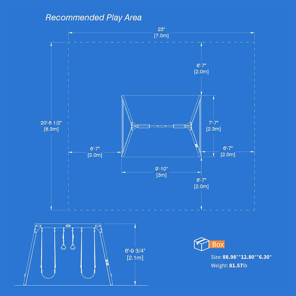 SuniBoxi Kids Swing Sets: Wooden Playground, 2 Swings, Trapeze, DIY Kit ...
