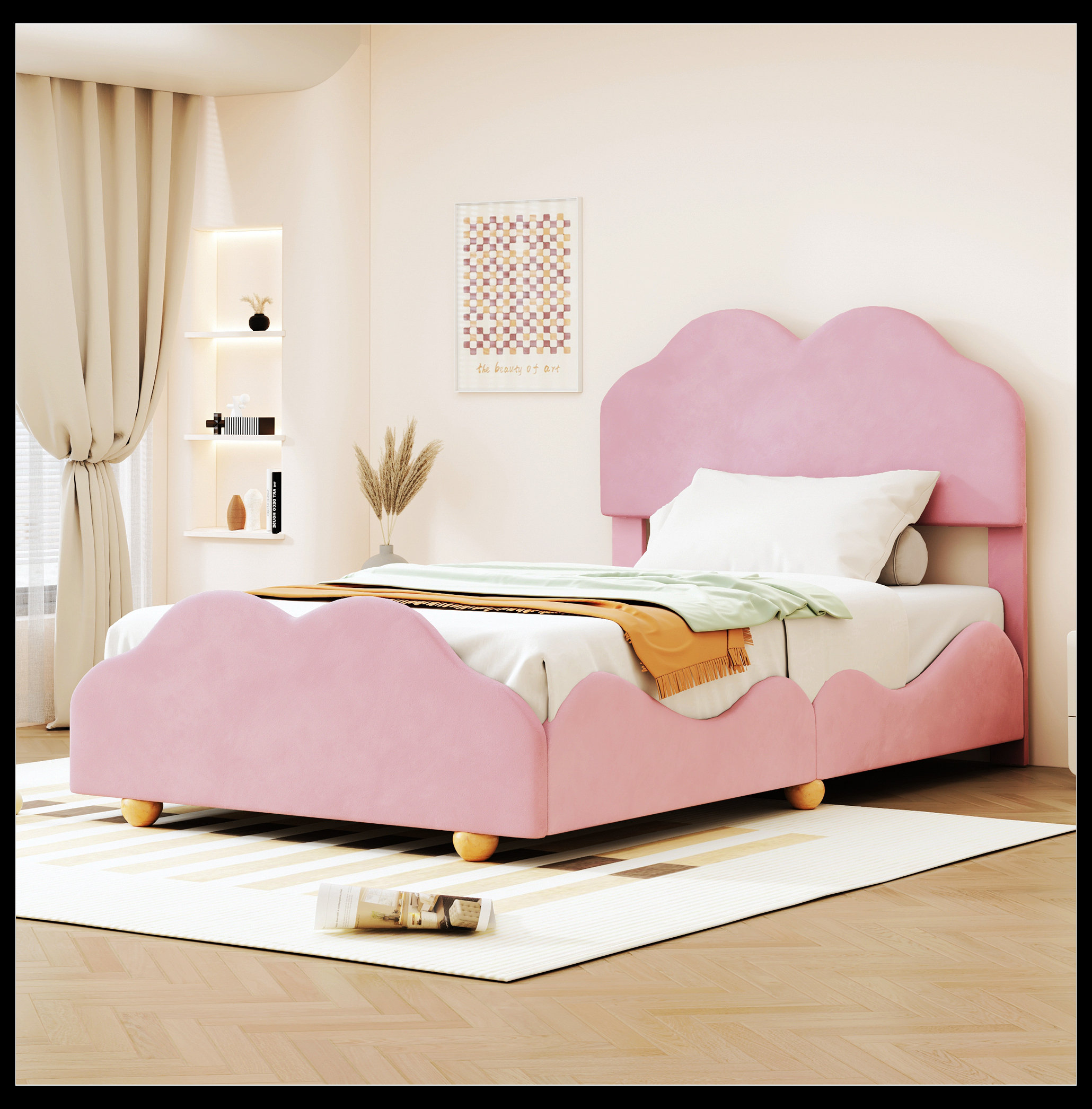Latitude Run® Milicent Youth Beds Bed with Cloud Shaped Headboard ...