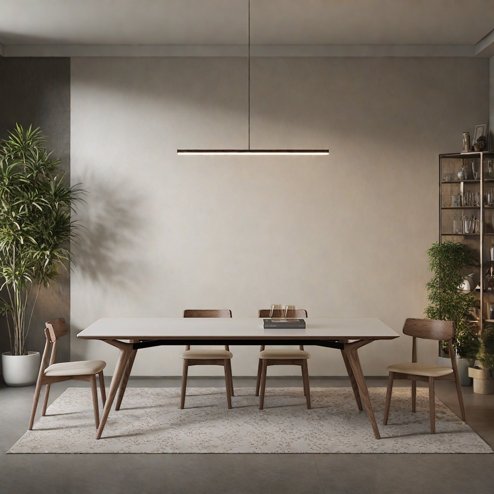 A Zoetic Home Minimal ash wood rock plate dining table set | Wayfair