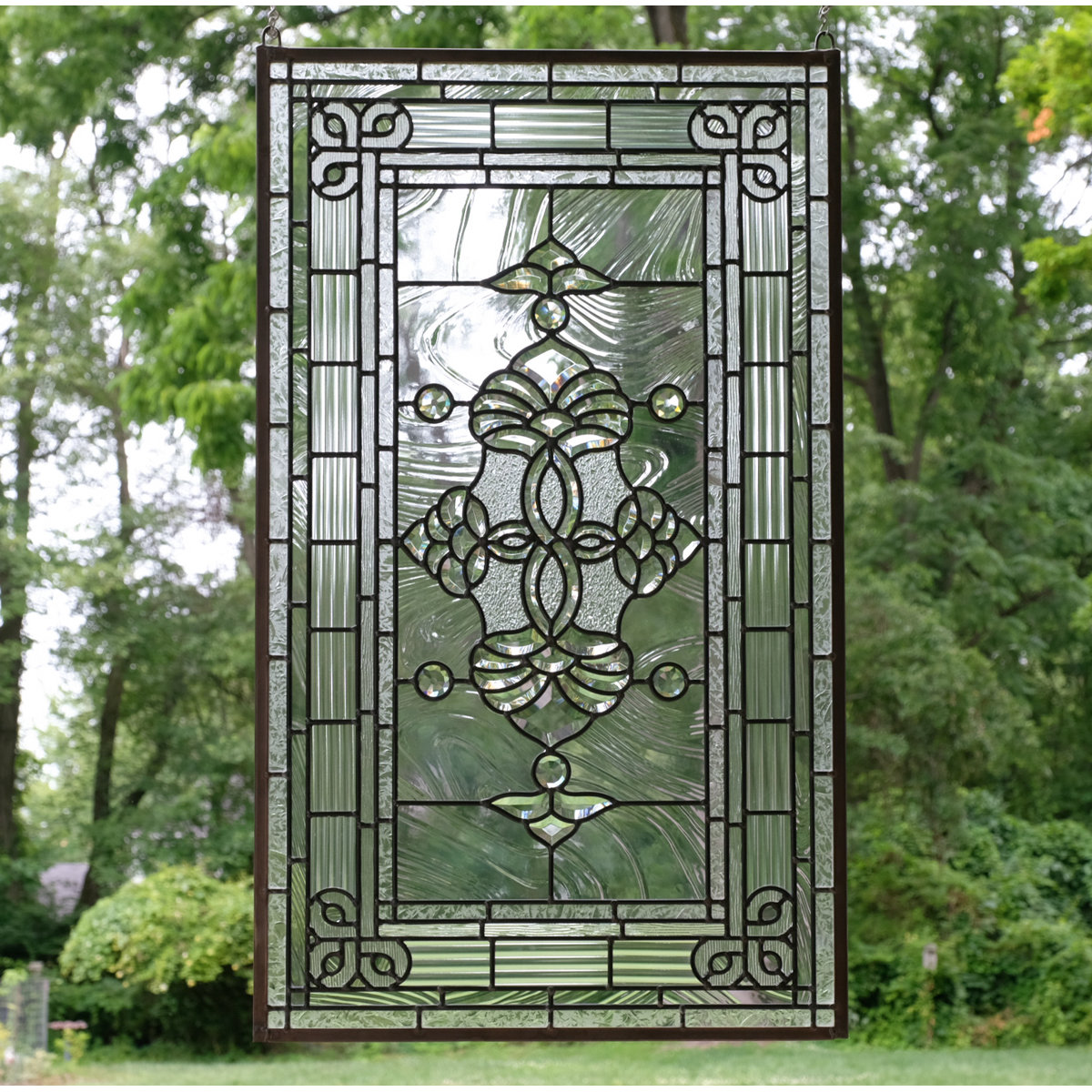 World Menagerie All Clear Stained Glass And Bevel Window Panel, 20.25 ...
