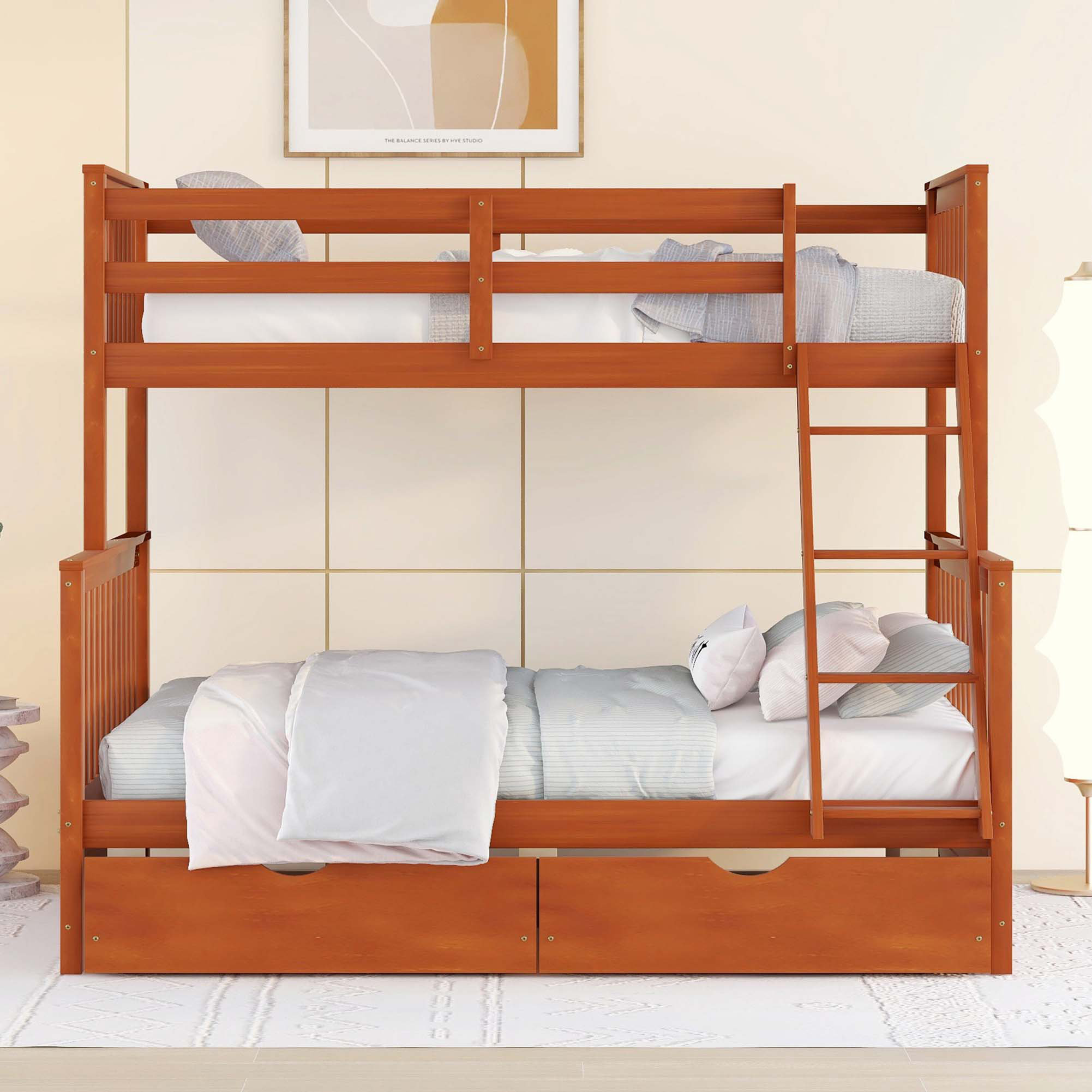 17 Stories Bunk Bed With Ladders And Two Storage Drawers | Wayfair