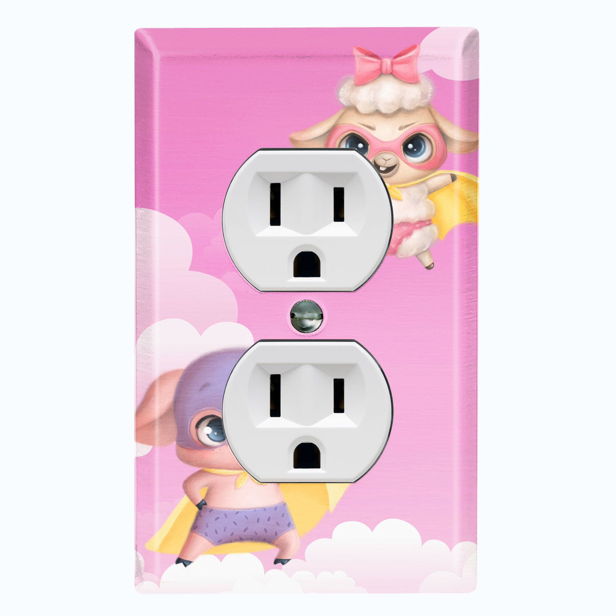 WorldAcc Cute Nursery Super Hero Sheep 1-Gang Toggle Light Switch Wall ...