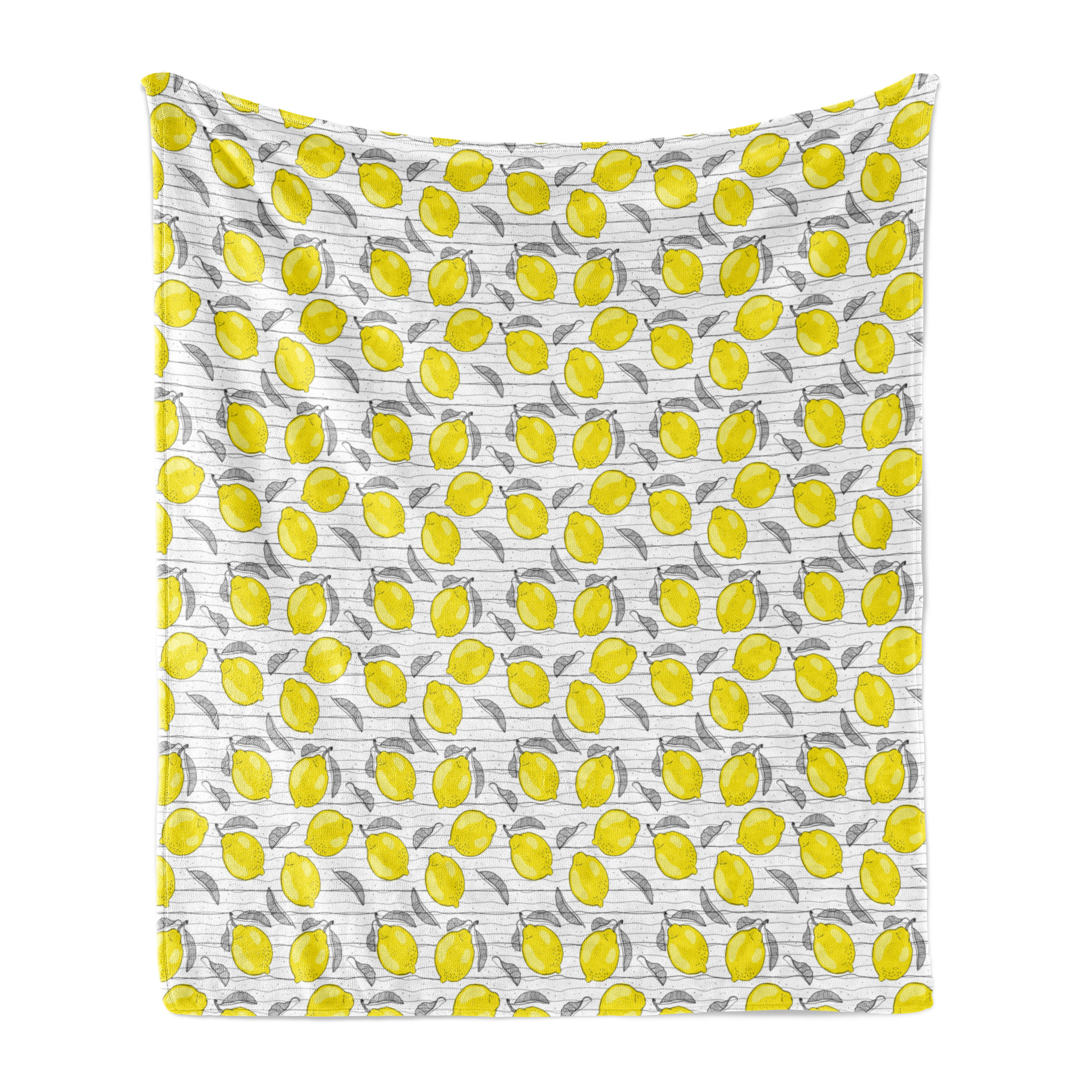 Ambesonne Lemons Fleece Throw Blanket Sketched Lemon Pattern | Wayfair