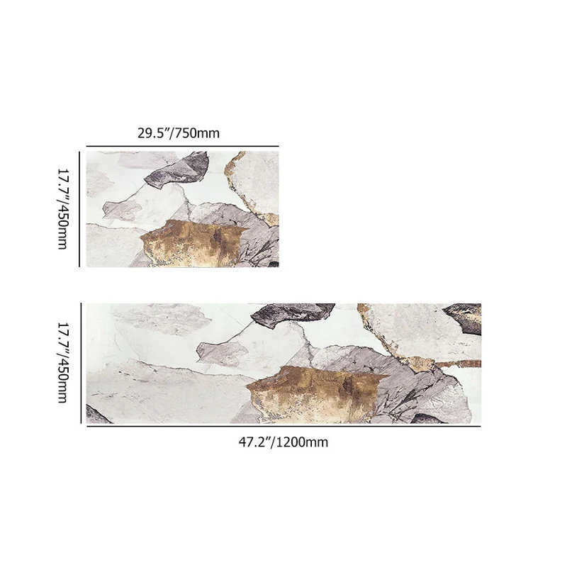 Mercer41 2 Pieces Modern Gold Kitchen Runner Mats Non-slip Abstract ...