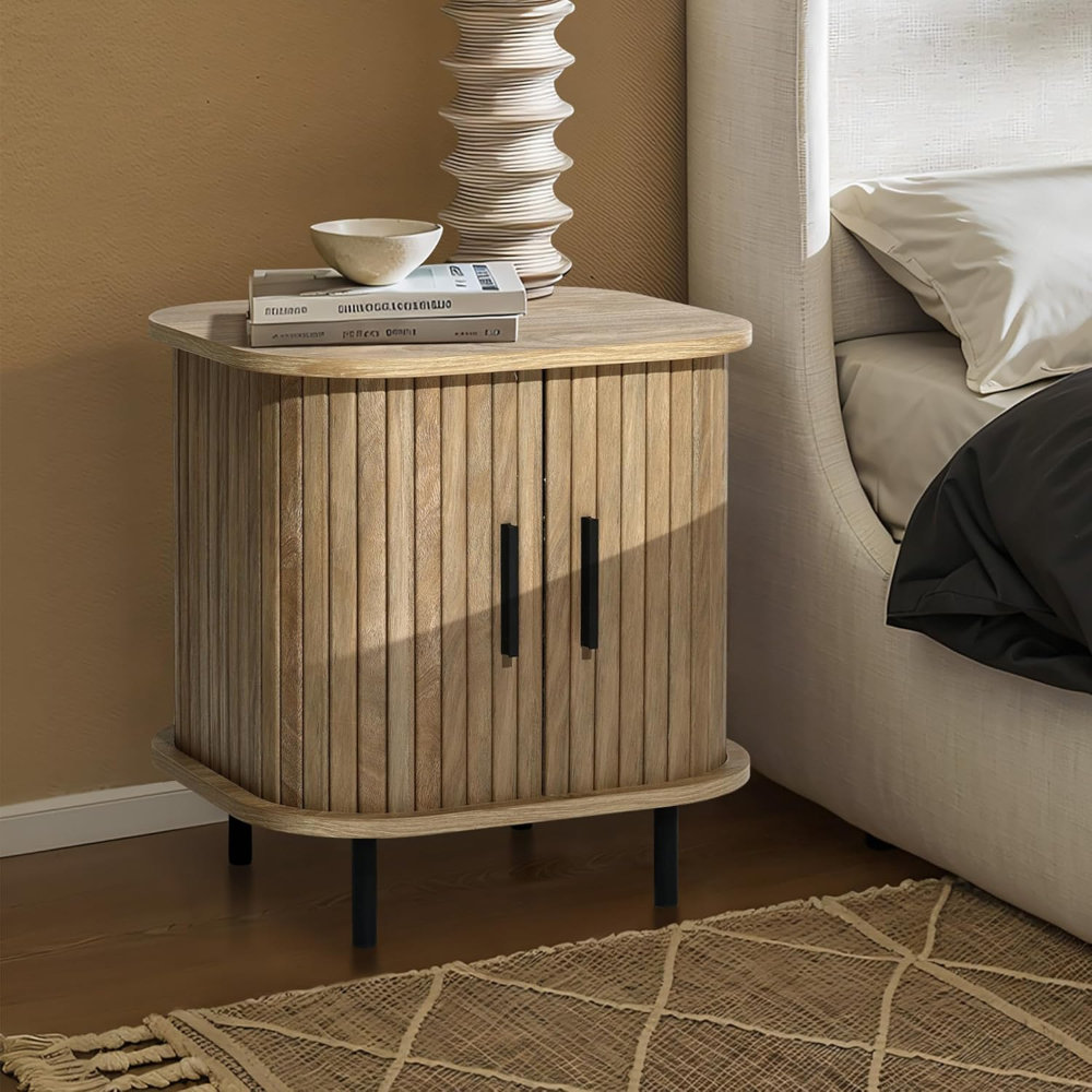 Latitude Run® Boho Fluted Bedside Table with Storage - Wayfair Canada