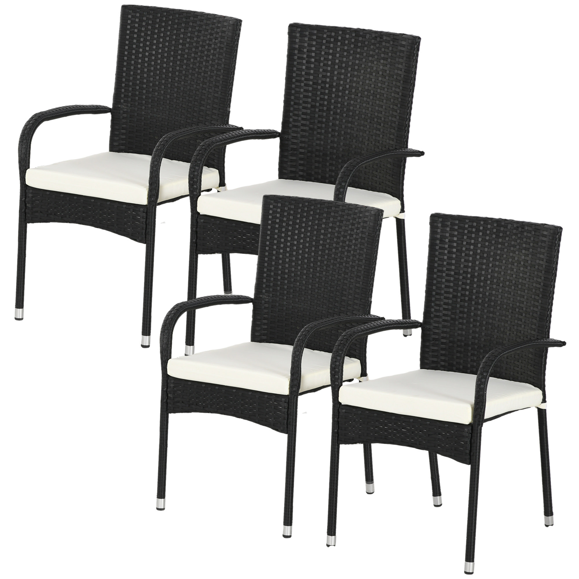 Red Barrel Studio® Set of 4 Stackable PE Rattan Outdoor Dining Chairs ...