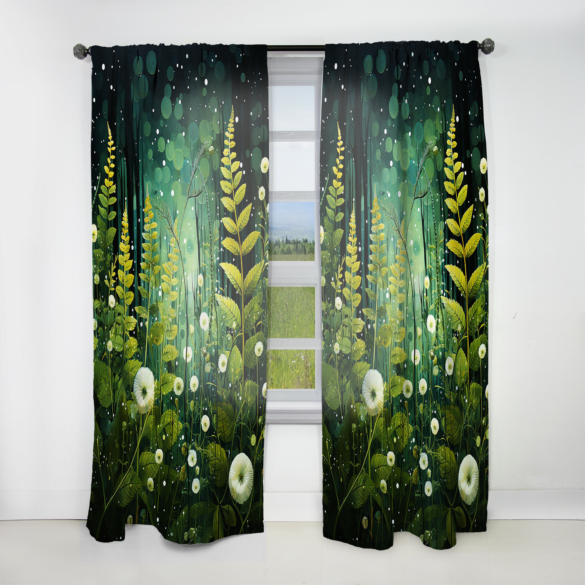 Dakota Fields Kevah Ferns Plant Verdant Abundance III - Modern Curtain ...