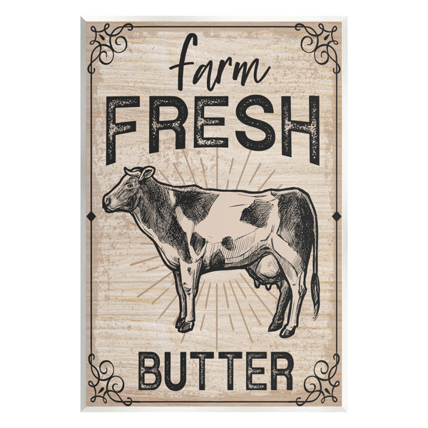 Stupell Industries Farm Fresh Butter Vintage Sign Framed On Wood by ...