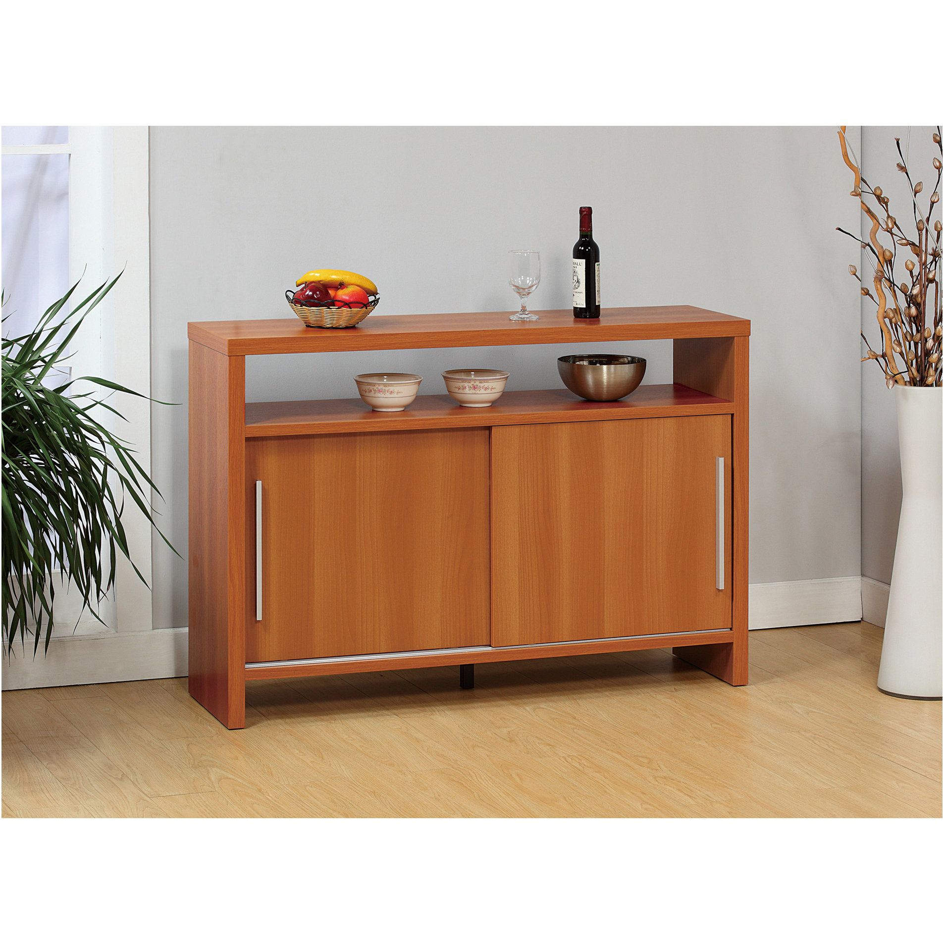Latitude Run® Sideboard Buffet Entry Cabinet Sliding Doors Metal Bar ...