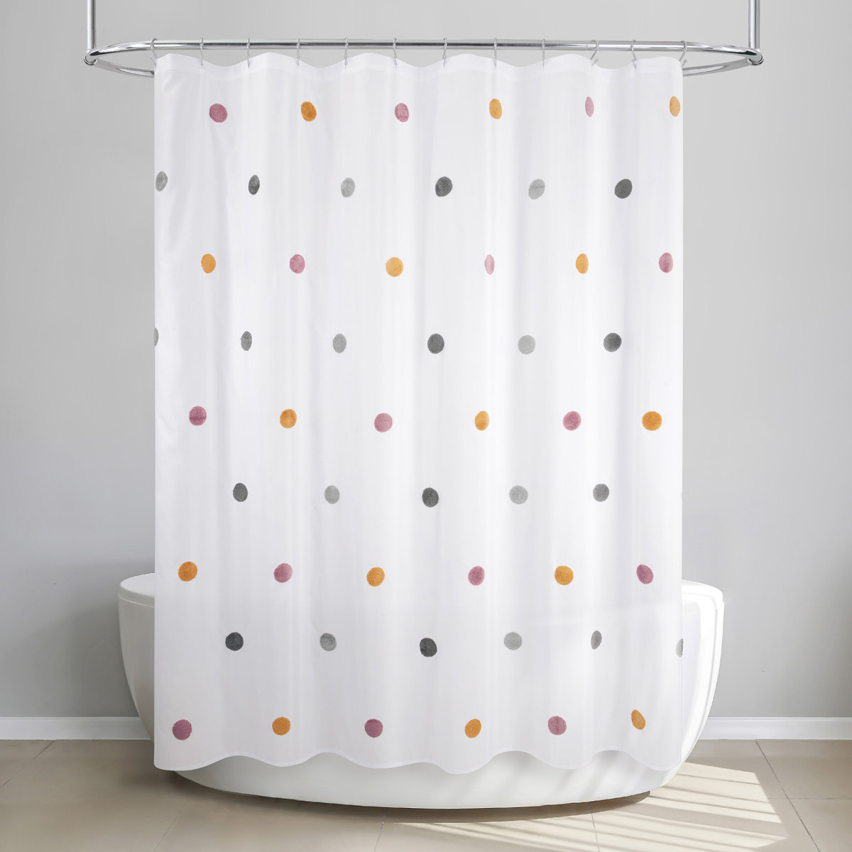 Ebern Designs Sharva Polka Dots Single Shower Curtain & Reviews | Wayfair