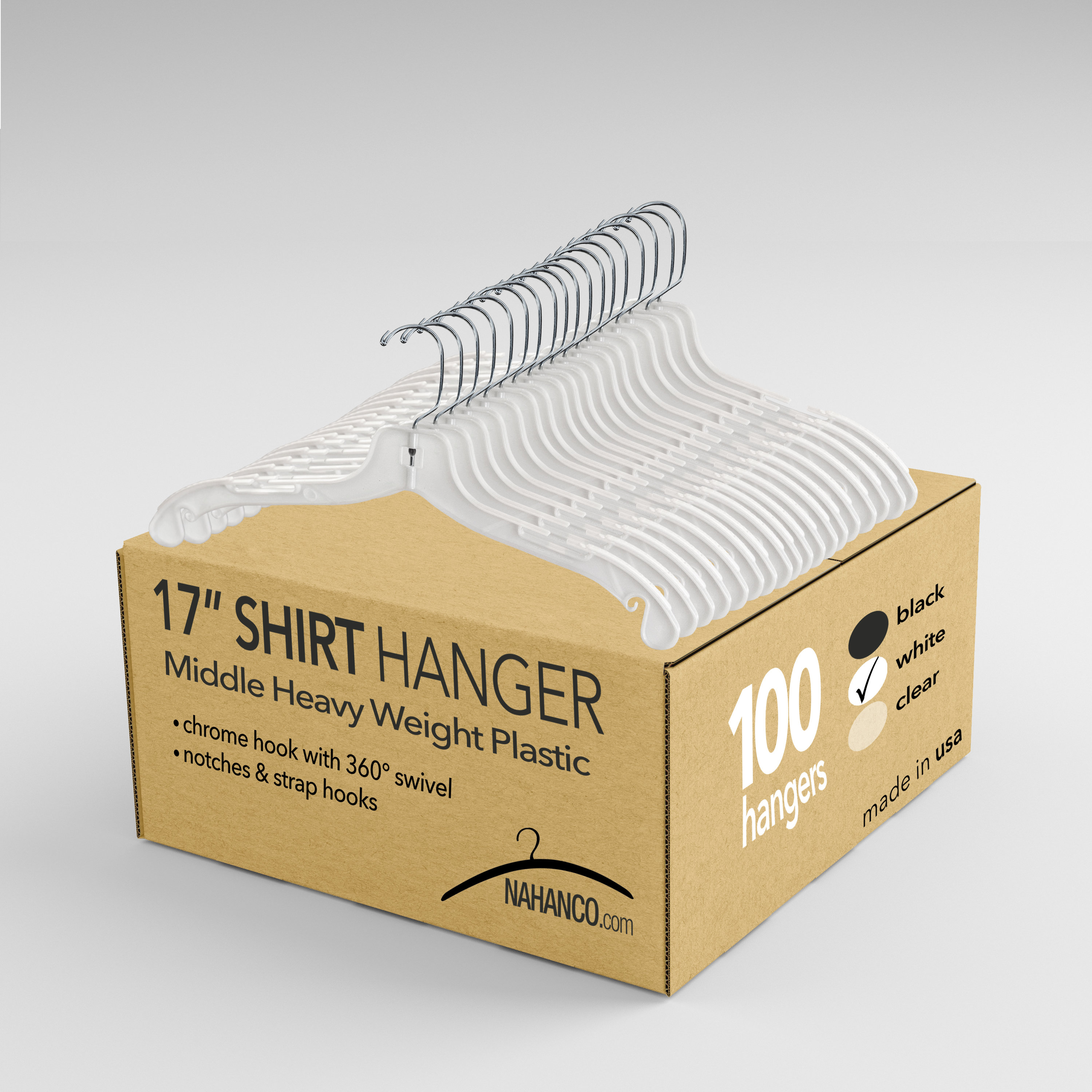 Rebrilliant 17” Middle Heavy Weight Plastic Shirt Hanger With Molded ...