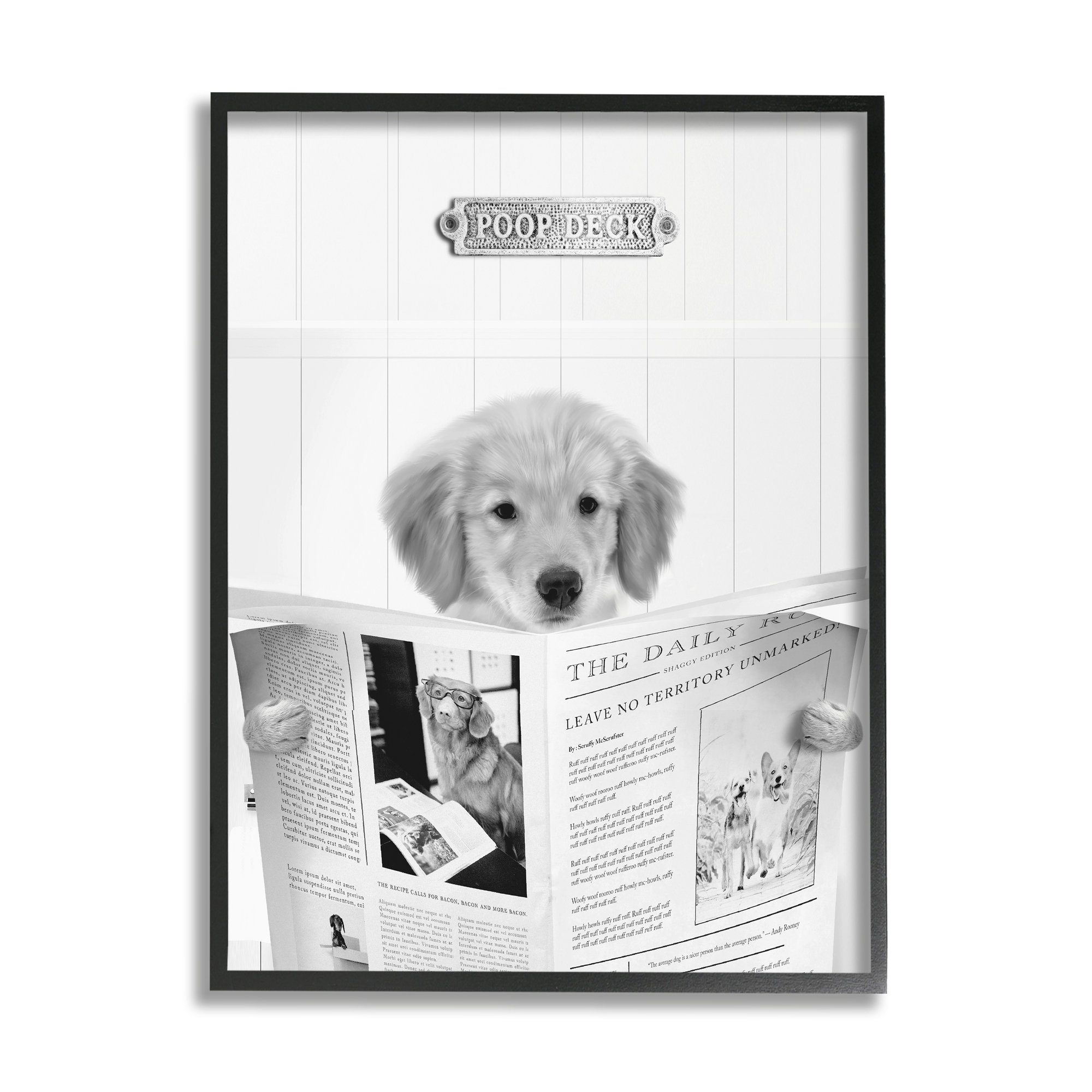 Stupell Industries Poop Deck Bathroom Dog by Leah Straatsma Single ...