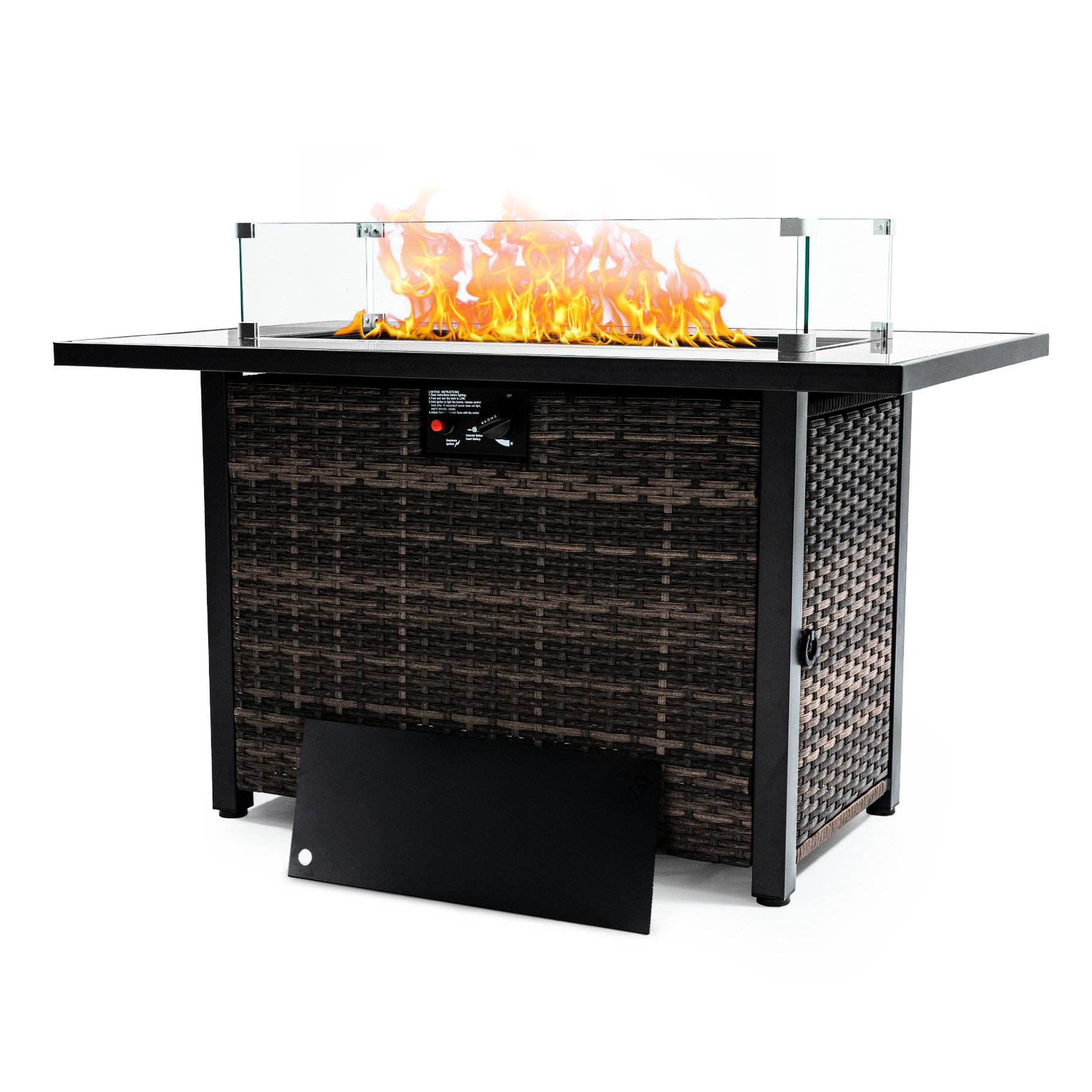 Latitude Run® 50,000 Outdoor Heating Fire Table, Propane Gas With Base ...