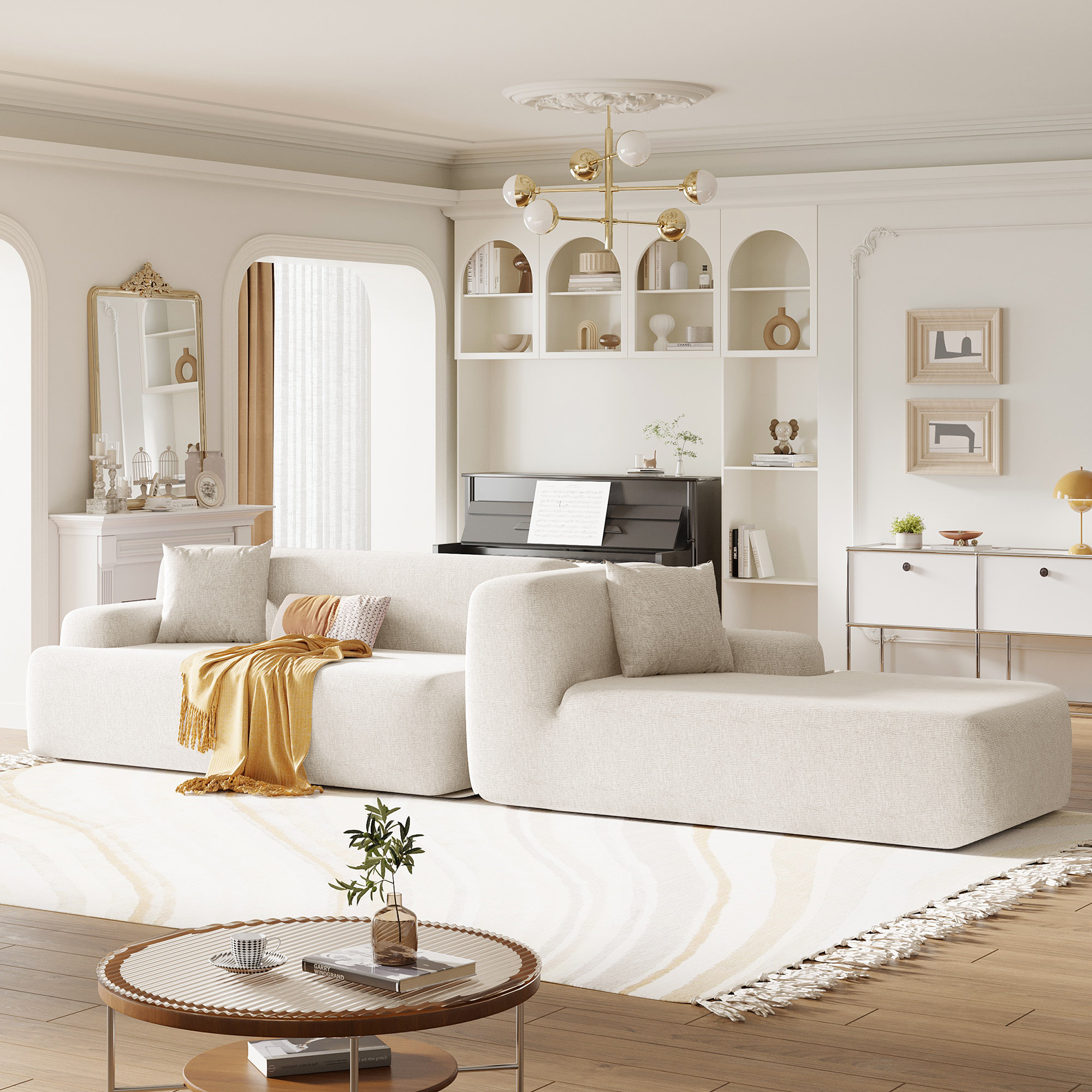 NFusion Cortenfell 2-Piece Modern L-Shape Sectional Sofa with High ...
