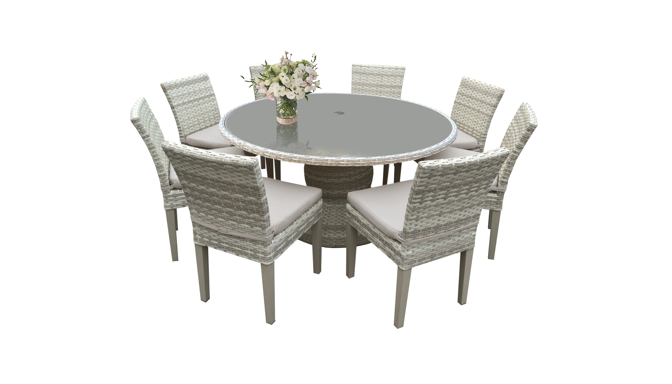 Beachcrest Home™ Gerrald 9 Piece Wicker Round Outdoor Patio Dining Set ...