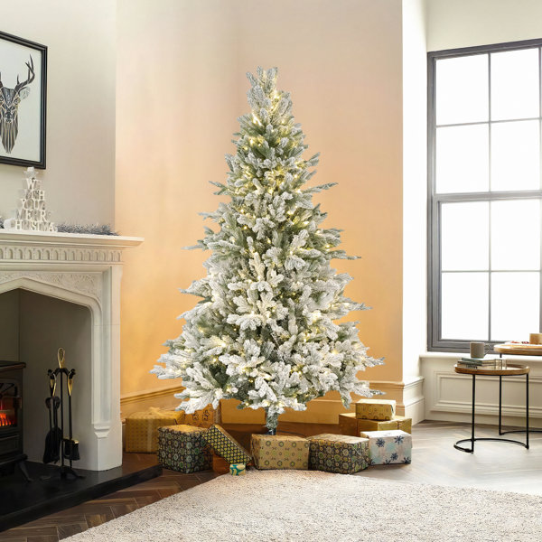 The Seasonal Aisle Lighted Snowy Flocked Tree Artificial Christmas Tree ...