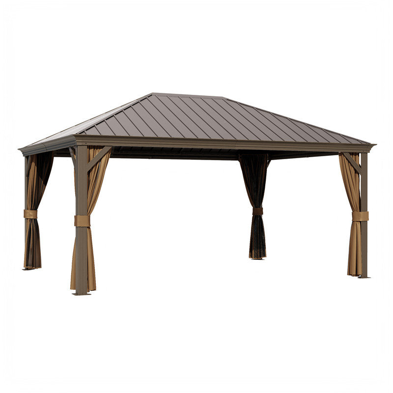 UPTIOT 16 FT.W × 12 FT.D Steel Outdoor Hard Top Patio Gazebo with Total ...