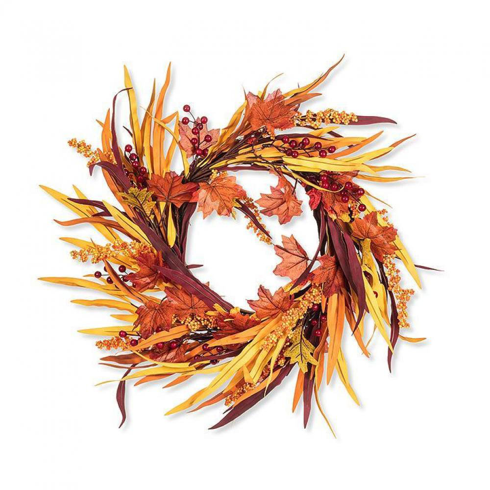 The Holiday Aisle® Fall Grasses Wreath | Wayfair