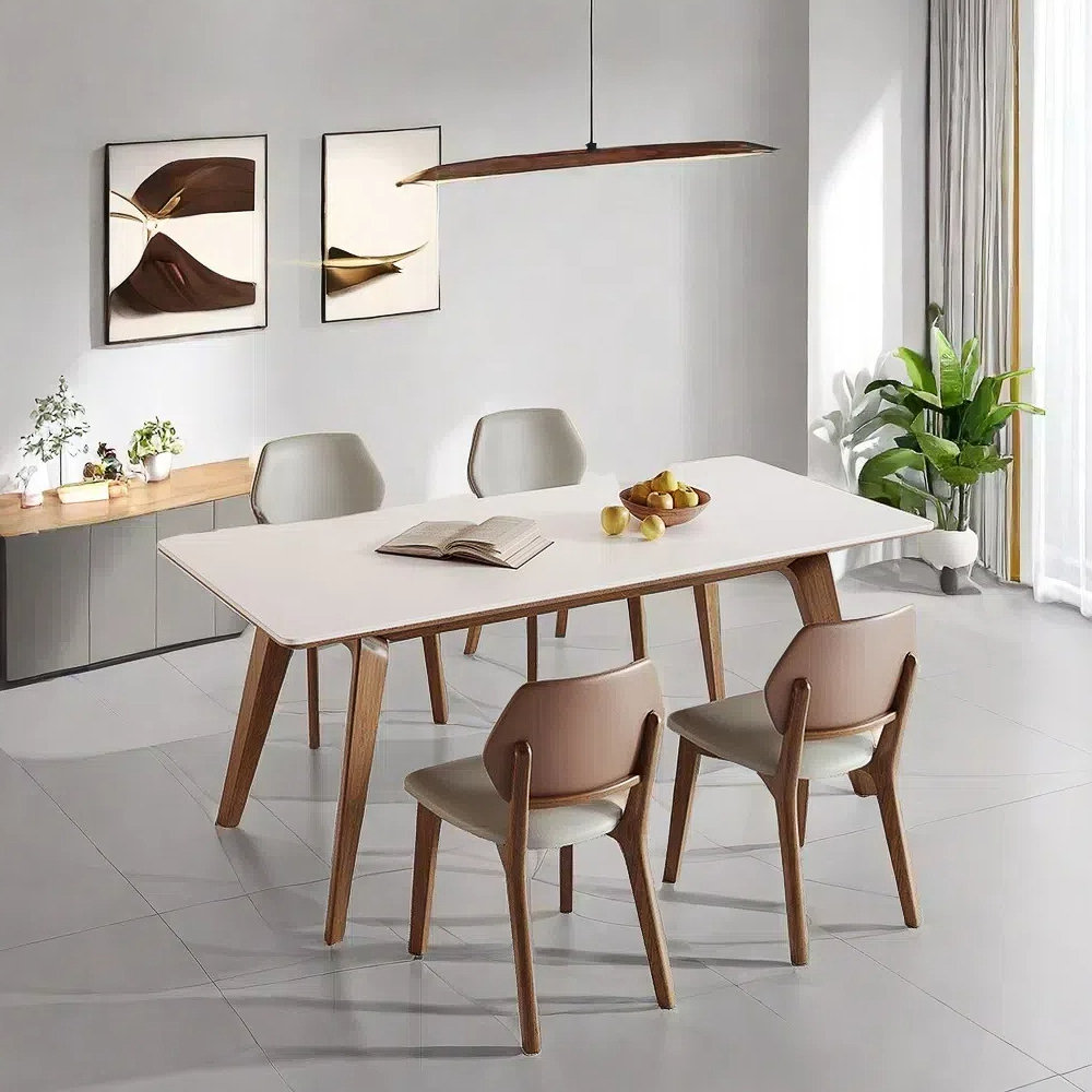 Sleek Surface Designs Modern rock plate dining table and chair set ...