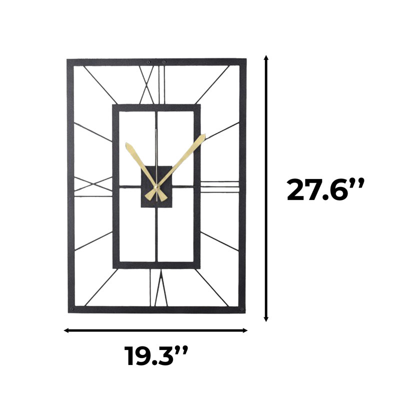 SpiritHome Decorative Rectangle Metal Wall Clock | Wayfair
